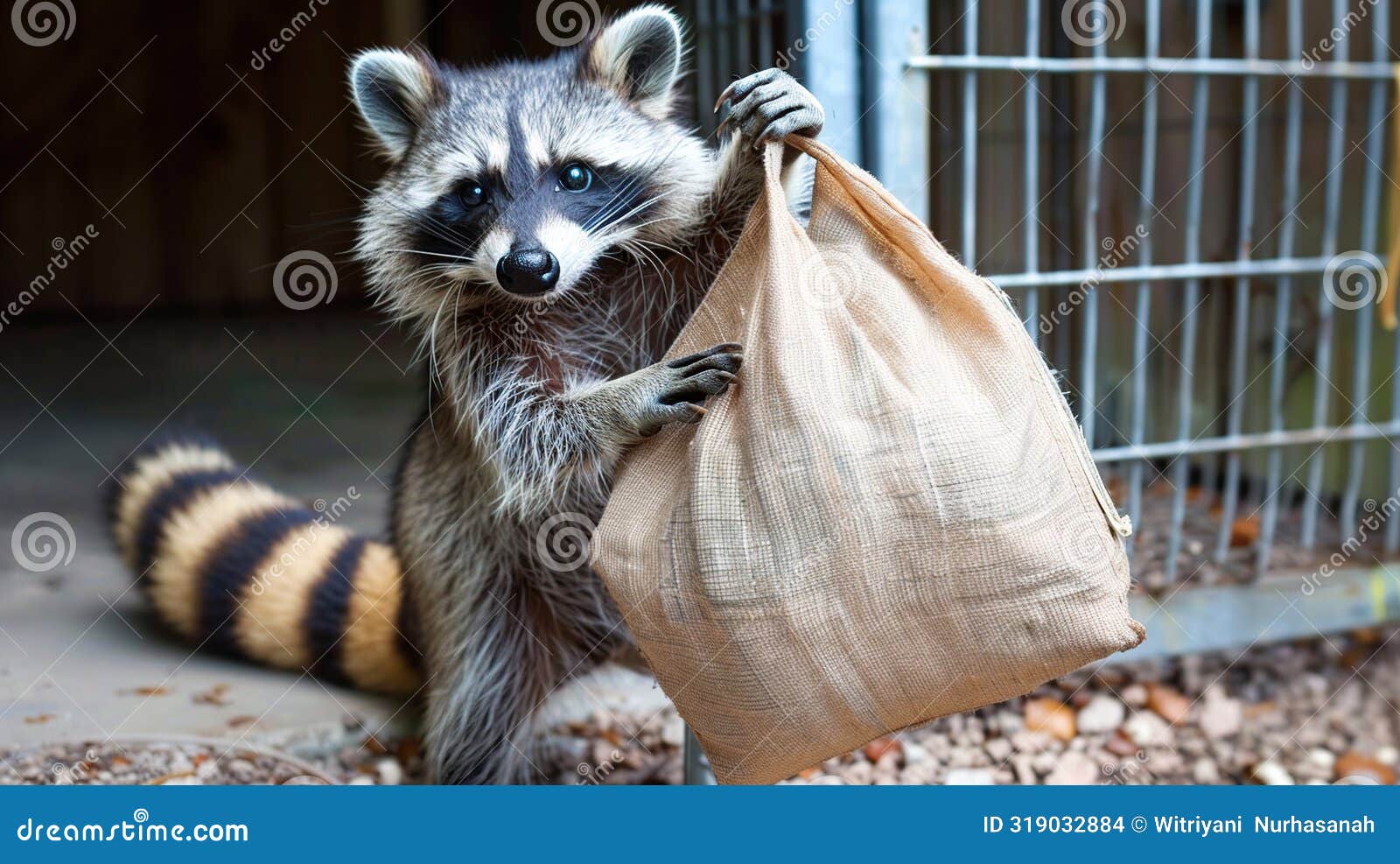 Raccoon Thief Bring Money Bag . Generative Ai Stock Illustration ...