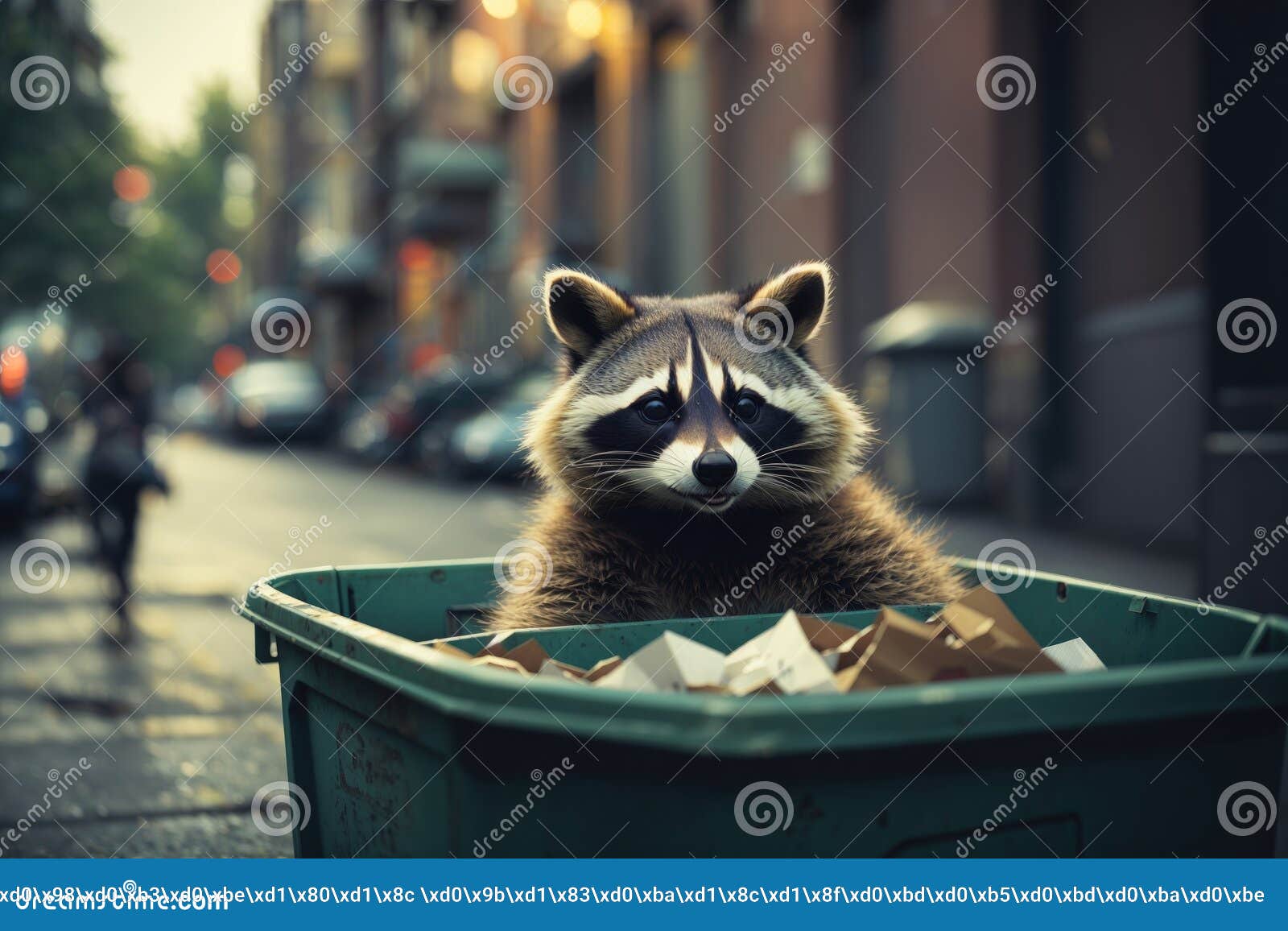 Raccoon in the Trash Bin on the Street. Ai Generative Stock ...