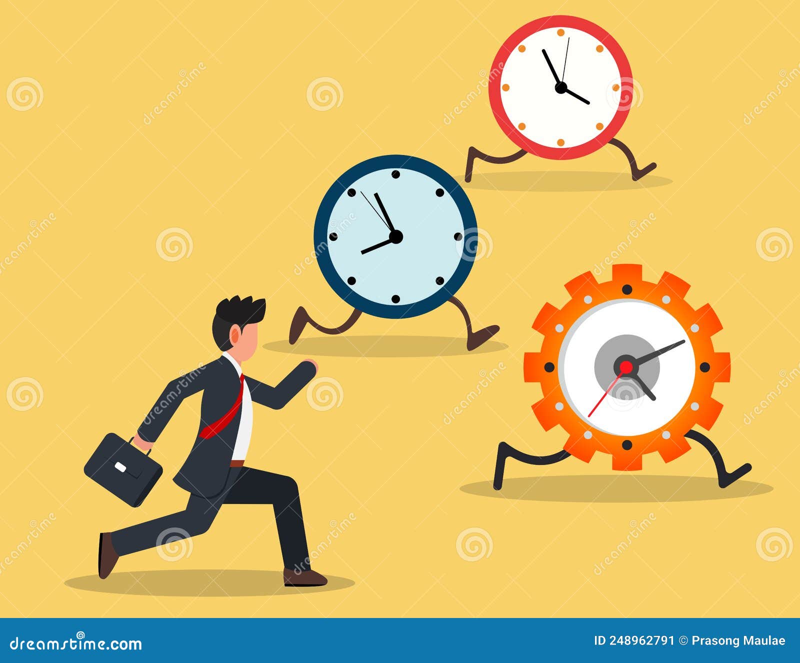 Race Against Time. Businessman is Chasing Time. Stock Vector ...