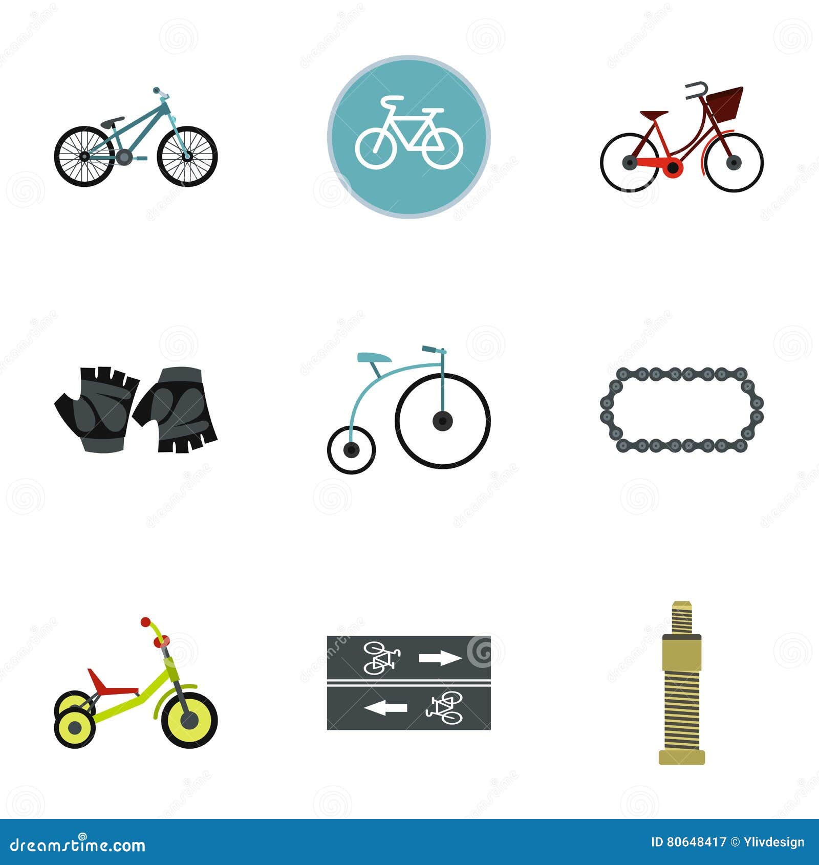 Race Bike Icons Set, Flat Style Stock Vector - Illustration of path ...