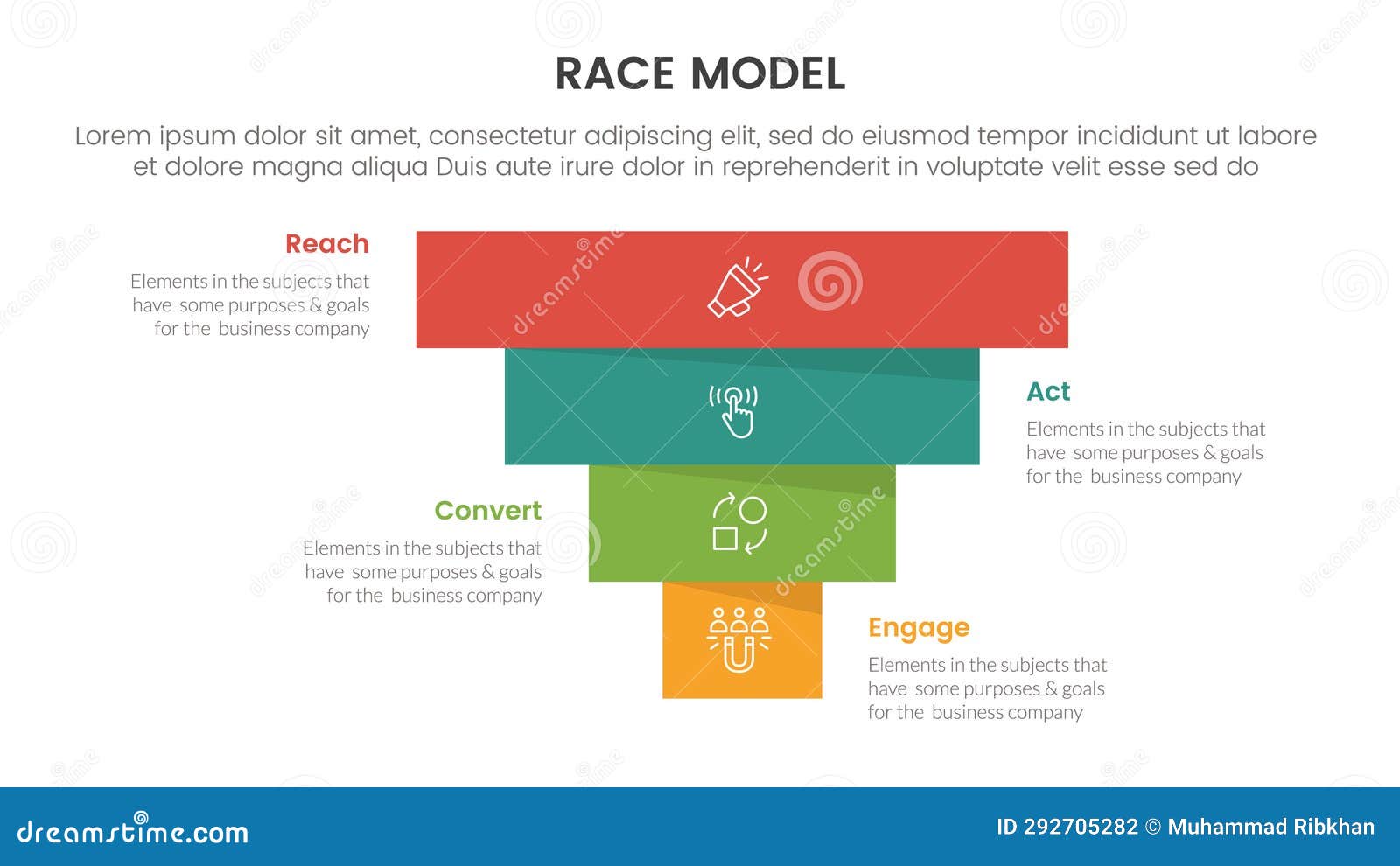 Race Business Model Marketing Framework Infographic with Pyramid Shape ...
