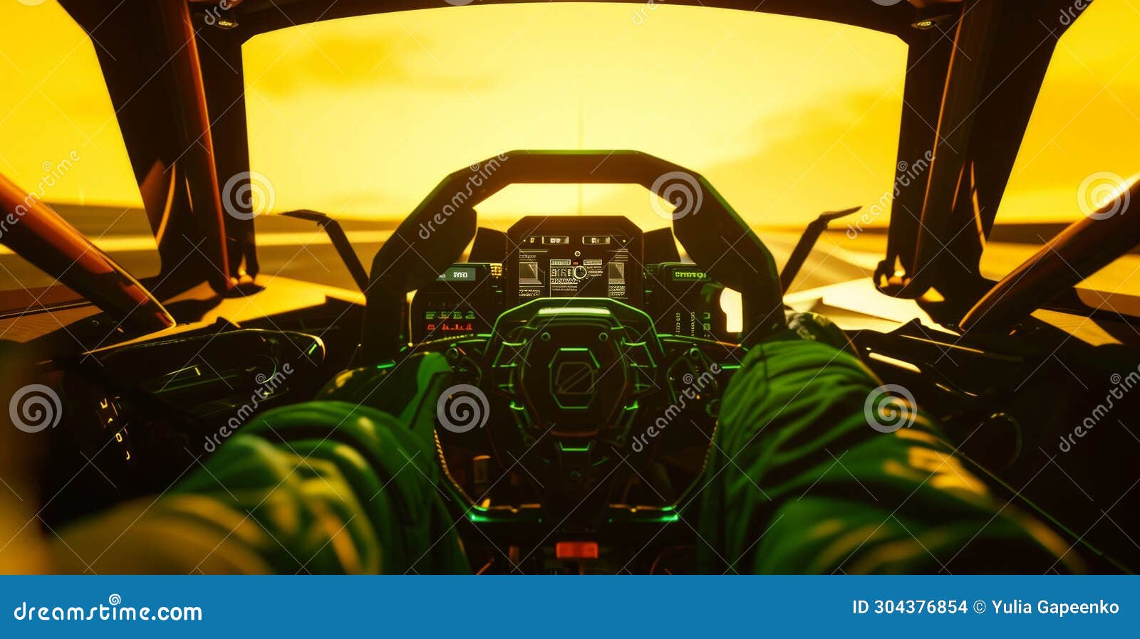 Race Car Cockpit with a Green Screen Stock Photo - Image of road, auto ...