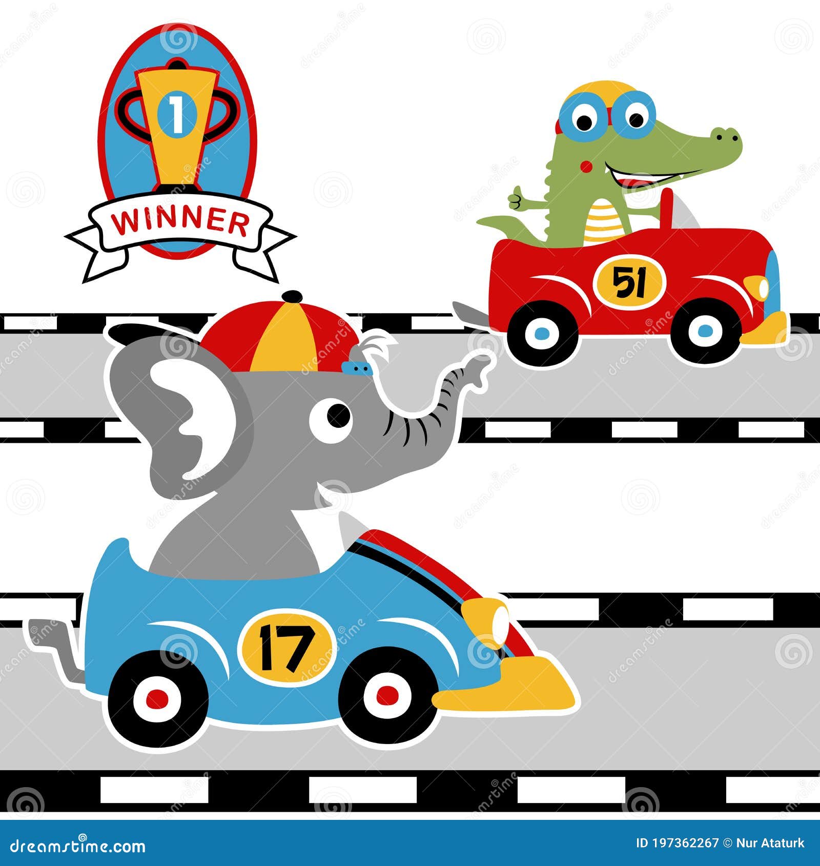 Funny Vector Cartoon of Race Car Competition Stock Vector ...