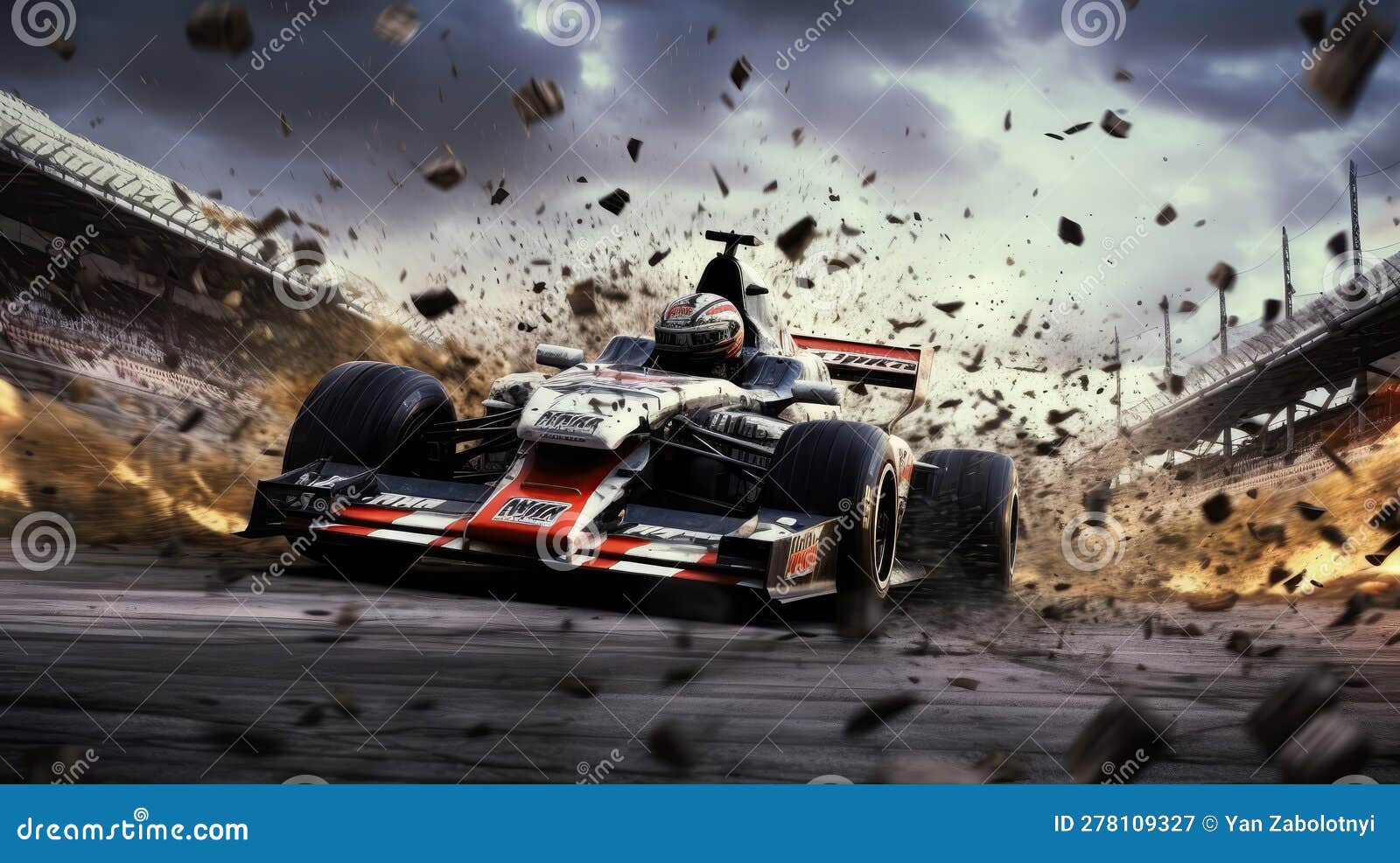 Race Car Crashes in a Storm. Generative AI Stock Image - Image of ...