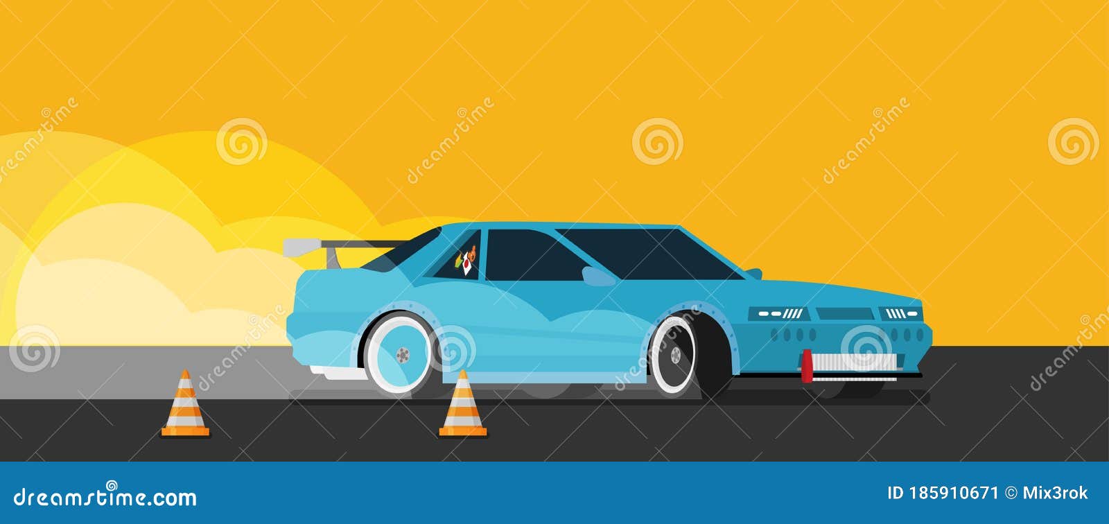 Race Car Drifting. Flat Vector Stock Vector - Illustration of racecar ...