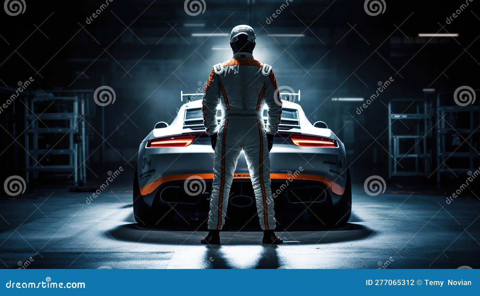 Race Car Driver Stands Next To a Racing Car. Generative Ai Stock Photo ...