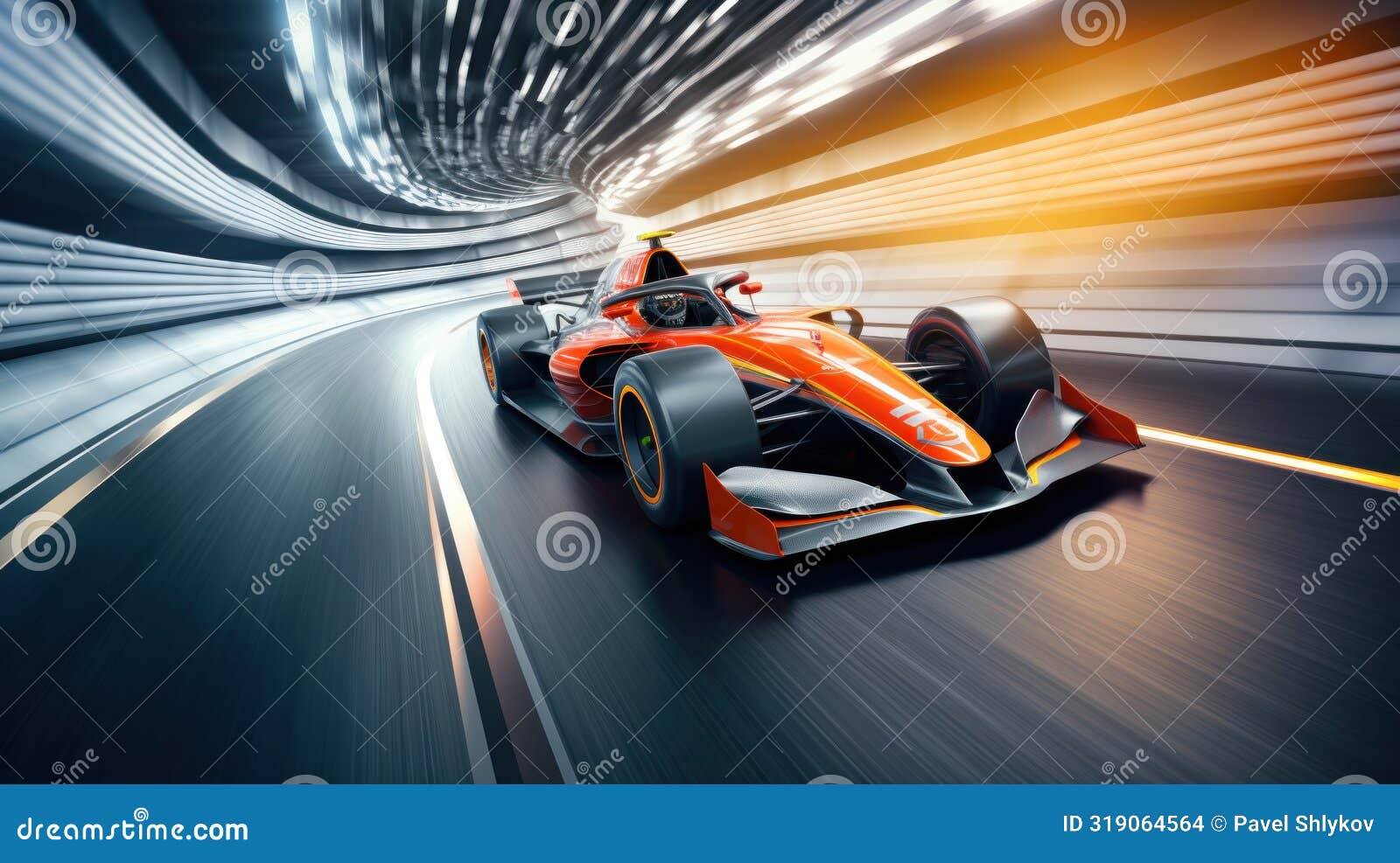 Race Car with Motion-blurred Background in Speed Ring Stock Photo ...
