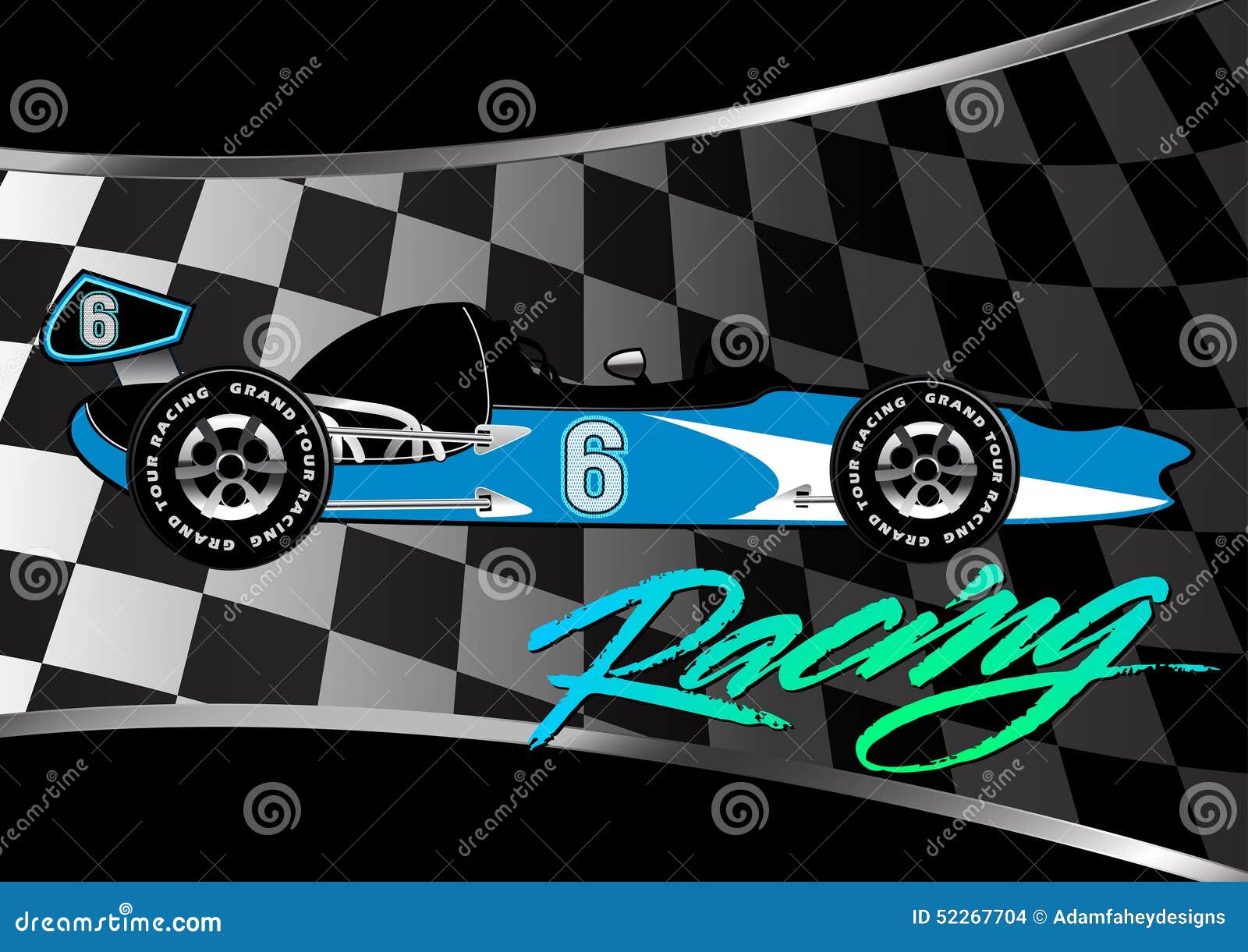 Race Car Poster on Checkered Flag with Script Stock Vector ...