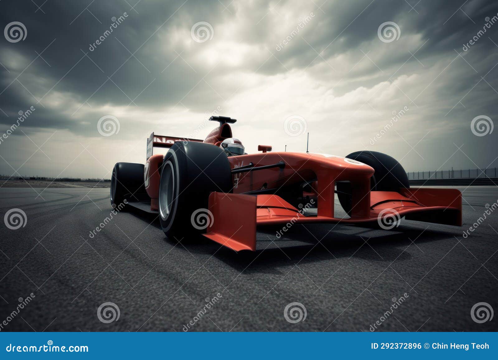 A Race Car on a Road with Dramatic Sky Stock Illustration ...