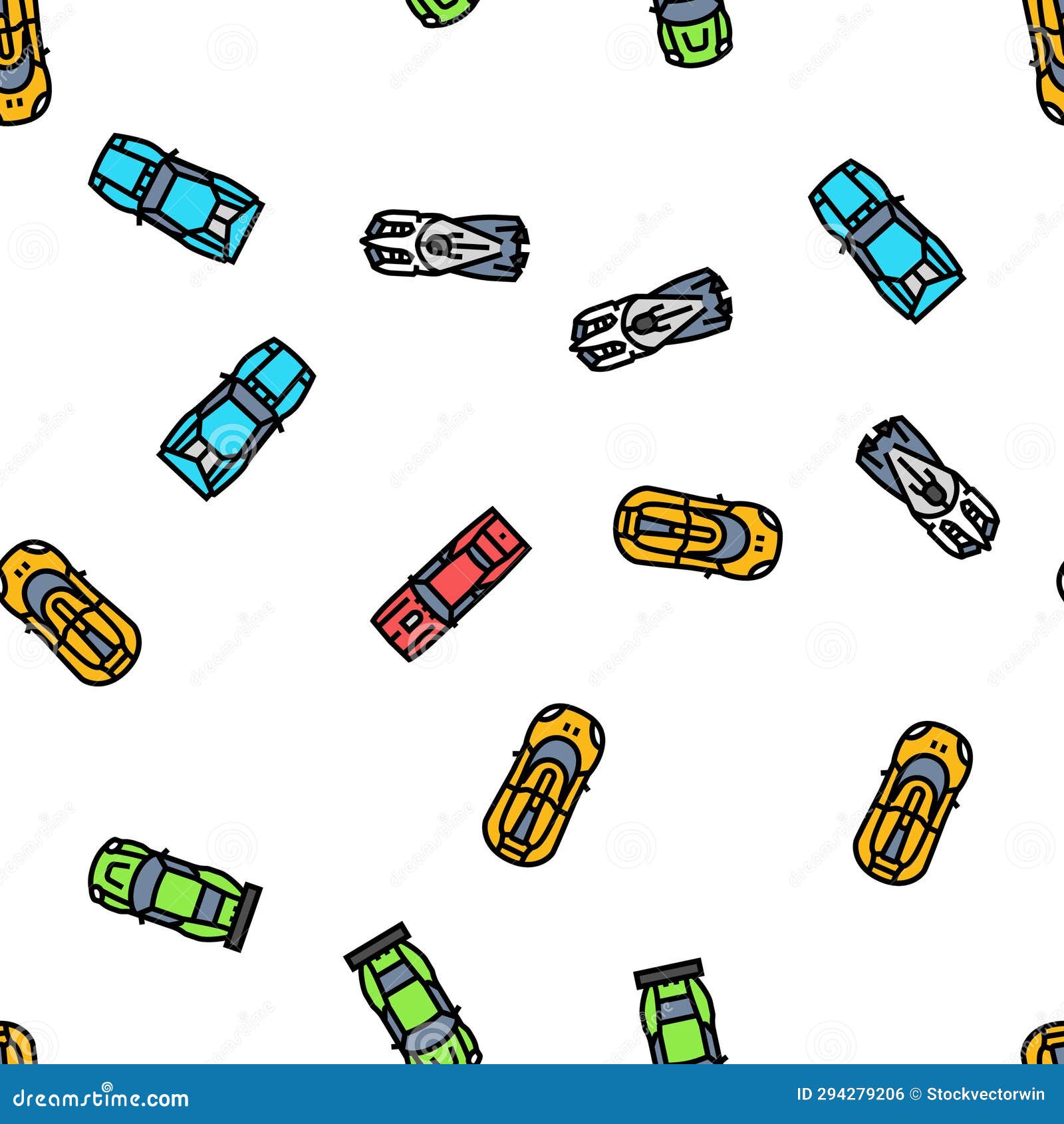 Race Car Speed Sport Vehicle Vector Seamless Pattern Stock Vector ...