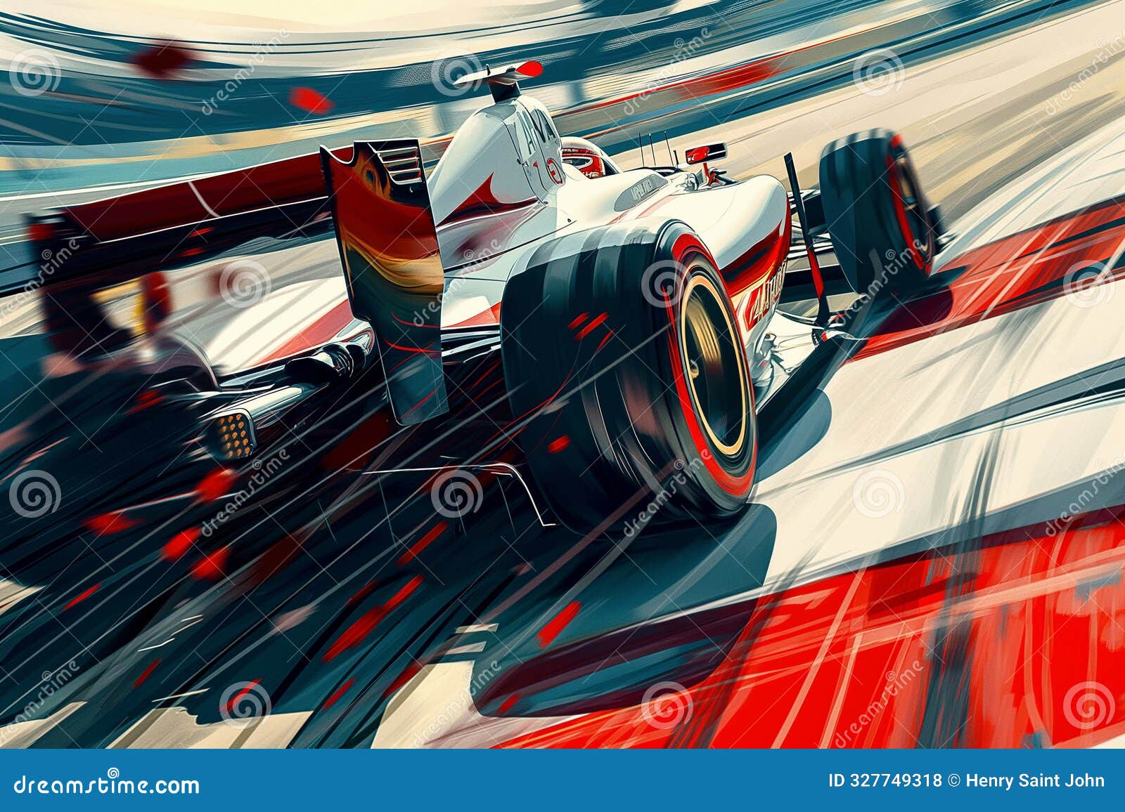 Race Car Speeding on Track with Motion Blur Stock Illustration ...