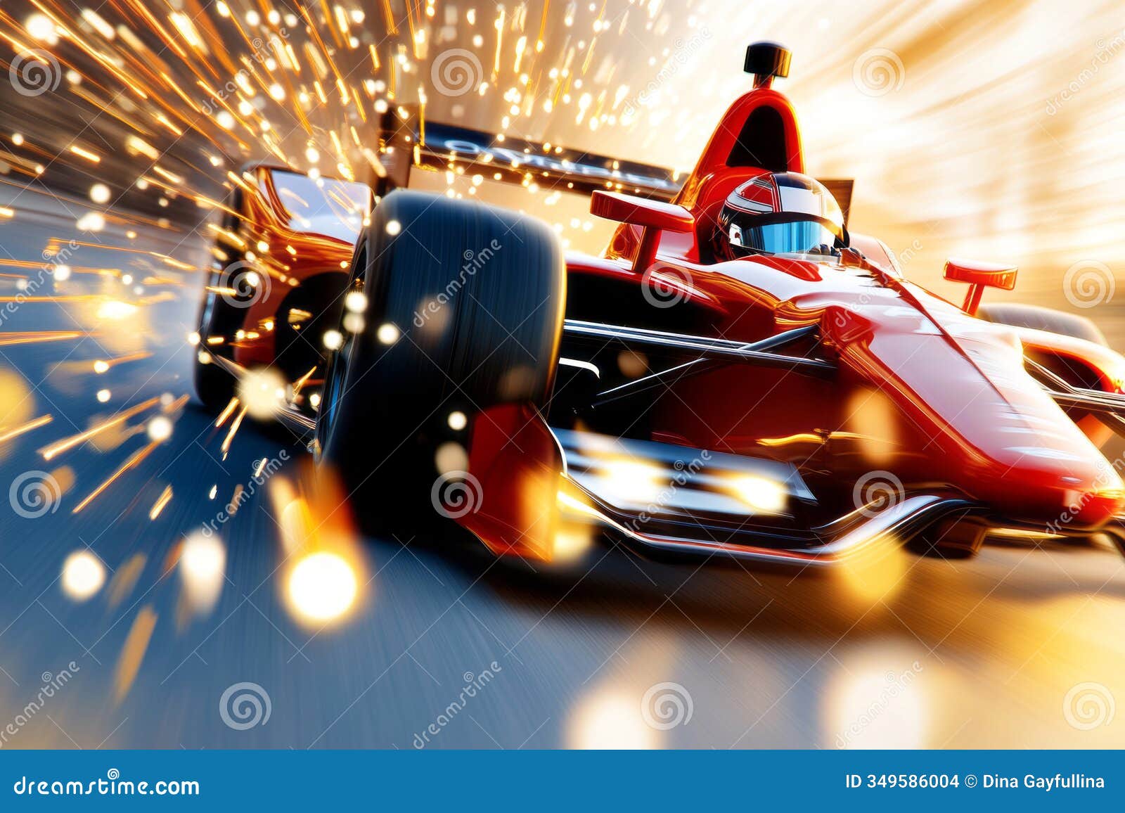 Race Car Speeding on a Track at Night with Motion Blur Effect Stock ...