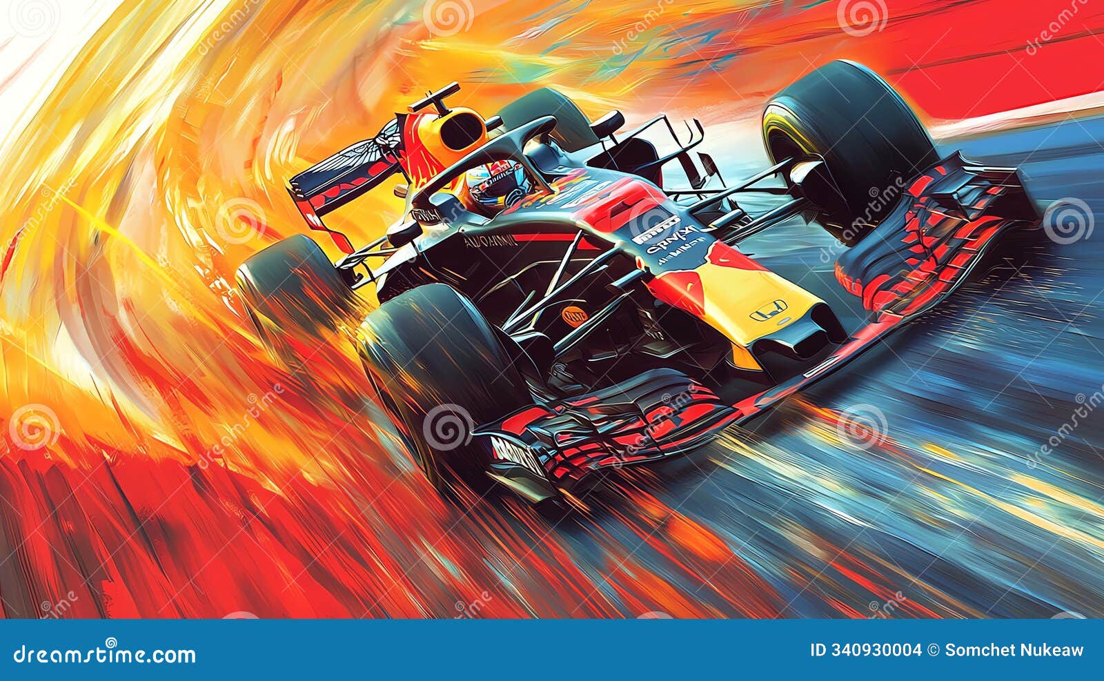 Race Car Speeding on Track with Vibrant Motion Blur Effect Stock ...