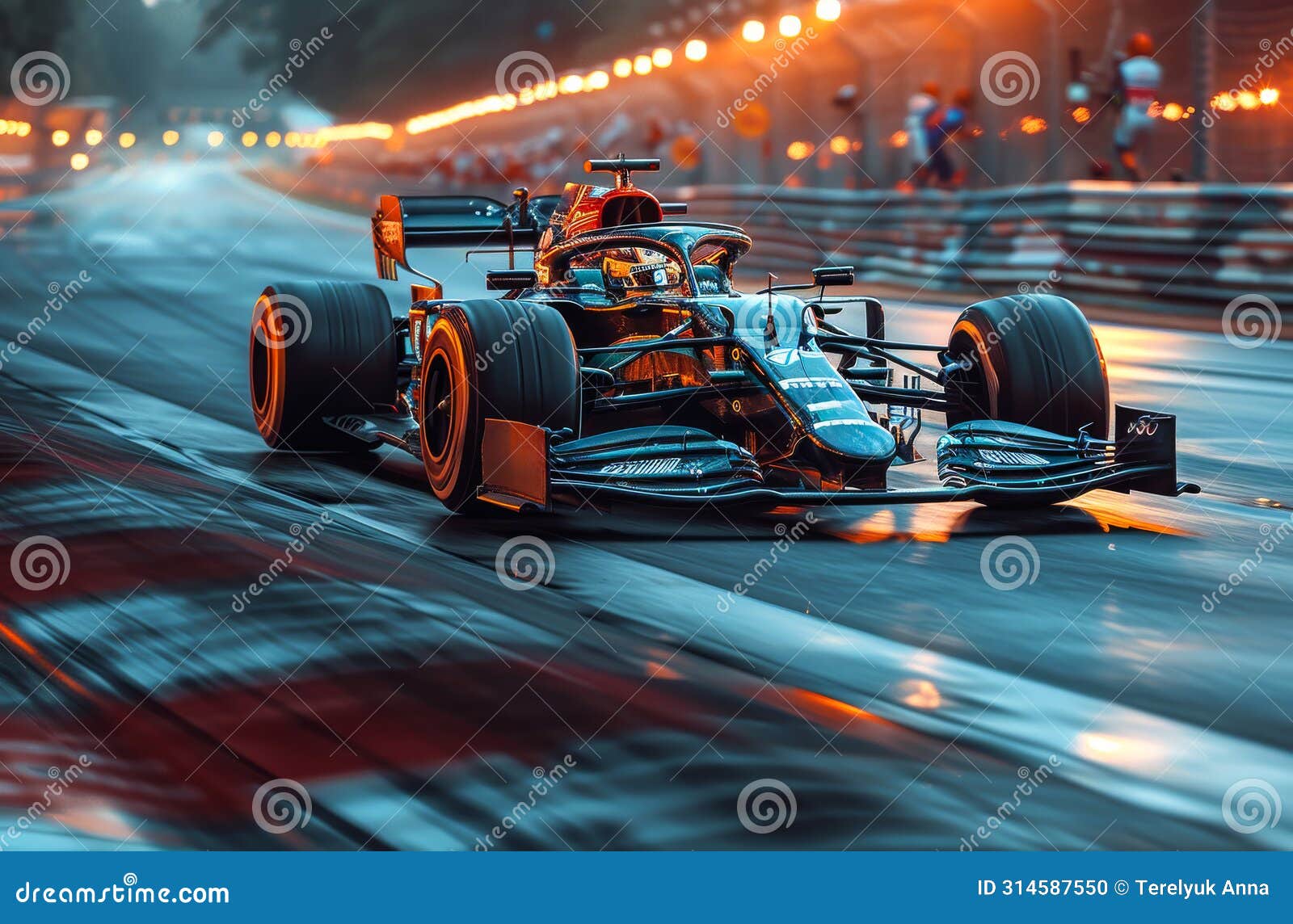 A Race Car on a Track Skillfully Managing the Brakes and Accelerator ...