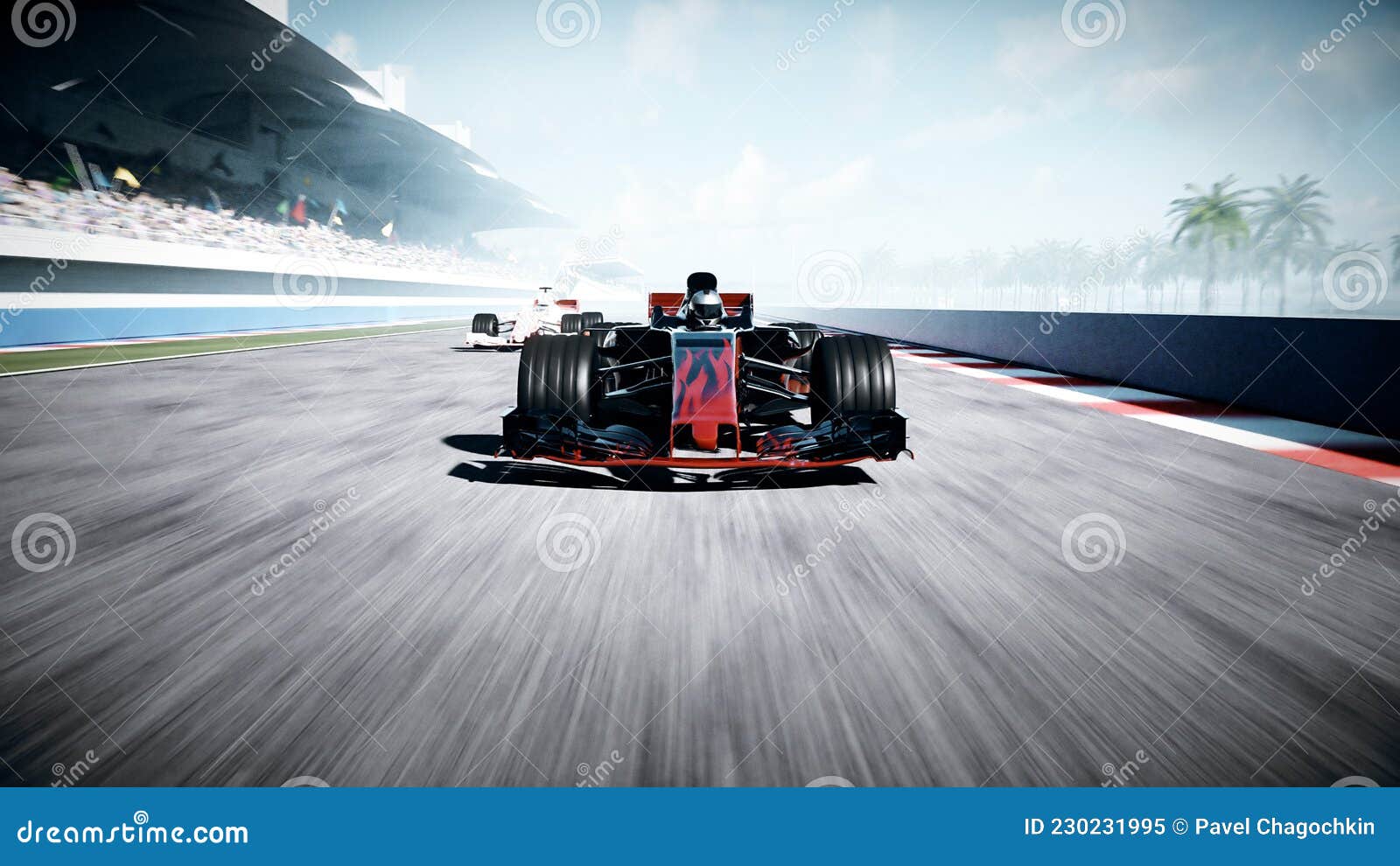 Race Car. Very Fast Driving. Succes Concept. 3d Rendering. Stock ...