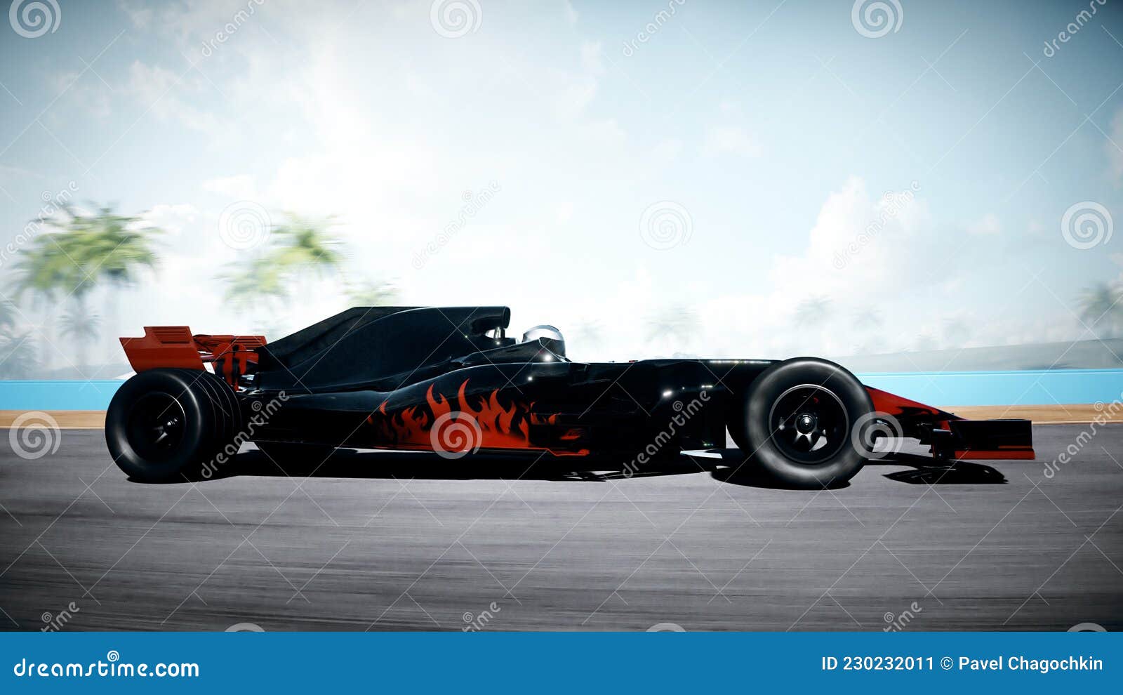 Race Car. Very Fast Driving. Succes Concept. 3d Rendering. Stock ...