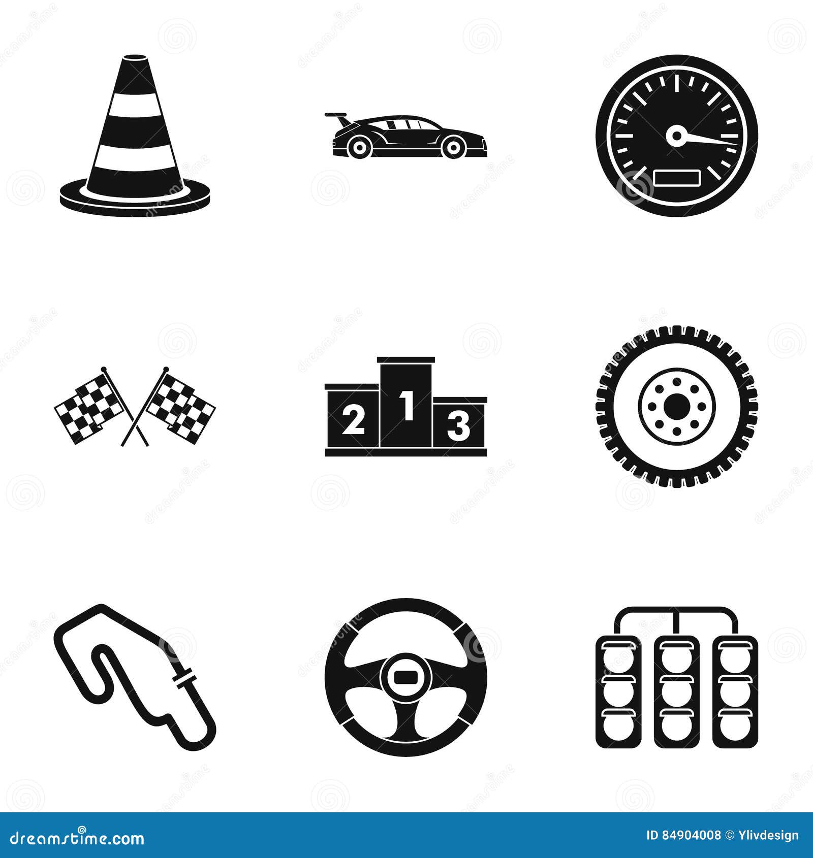 Race Cars Icons Set, Simple Style Stock Vector - Illustration of ...
