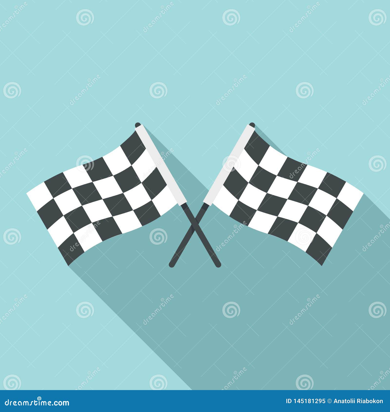 Race Crossed Flags Icon, Flat Style Stock Vector - Illustration of ...