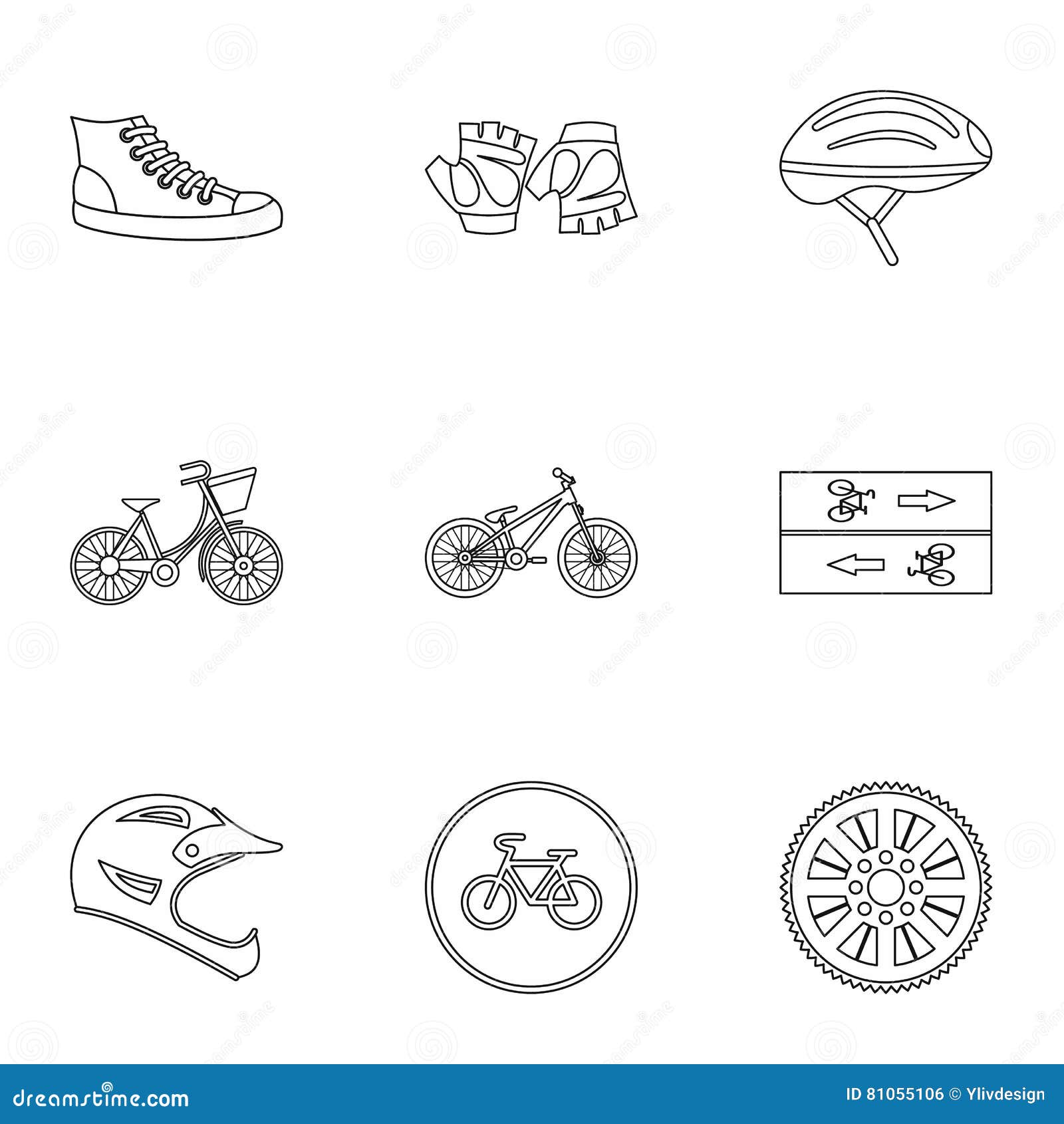 Race Cycling Icons Set, Outline Style Stock Vector - Illustration of ...