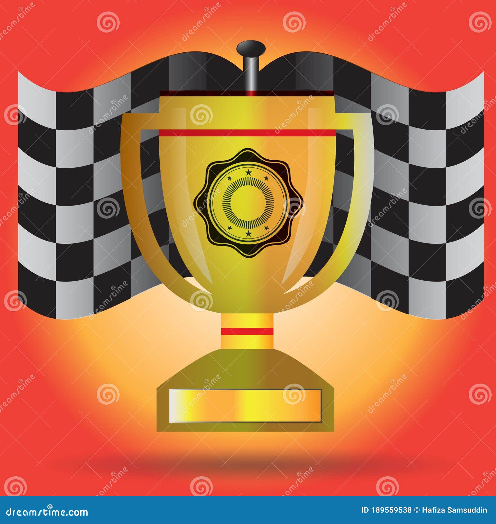 Race Flags with Trophy. Vector Illustration Decorative Design Stock ...
