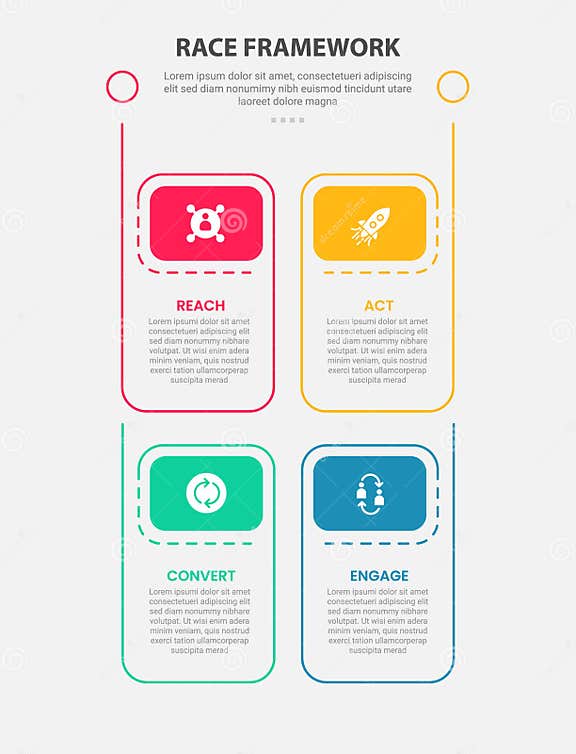RACE Framework Infographic Outline Style with 4 Point Template with ...