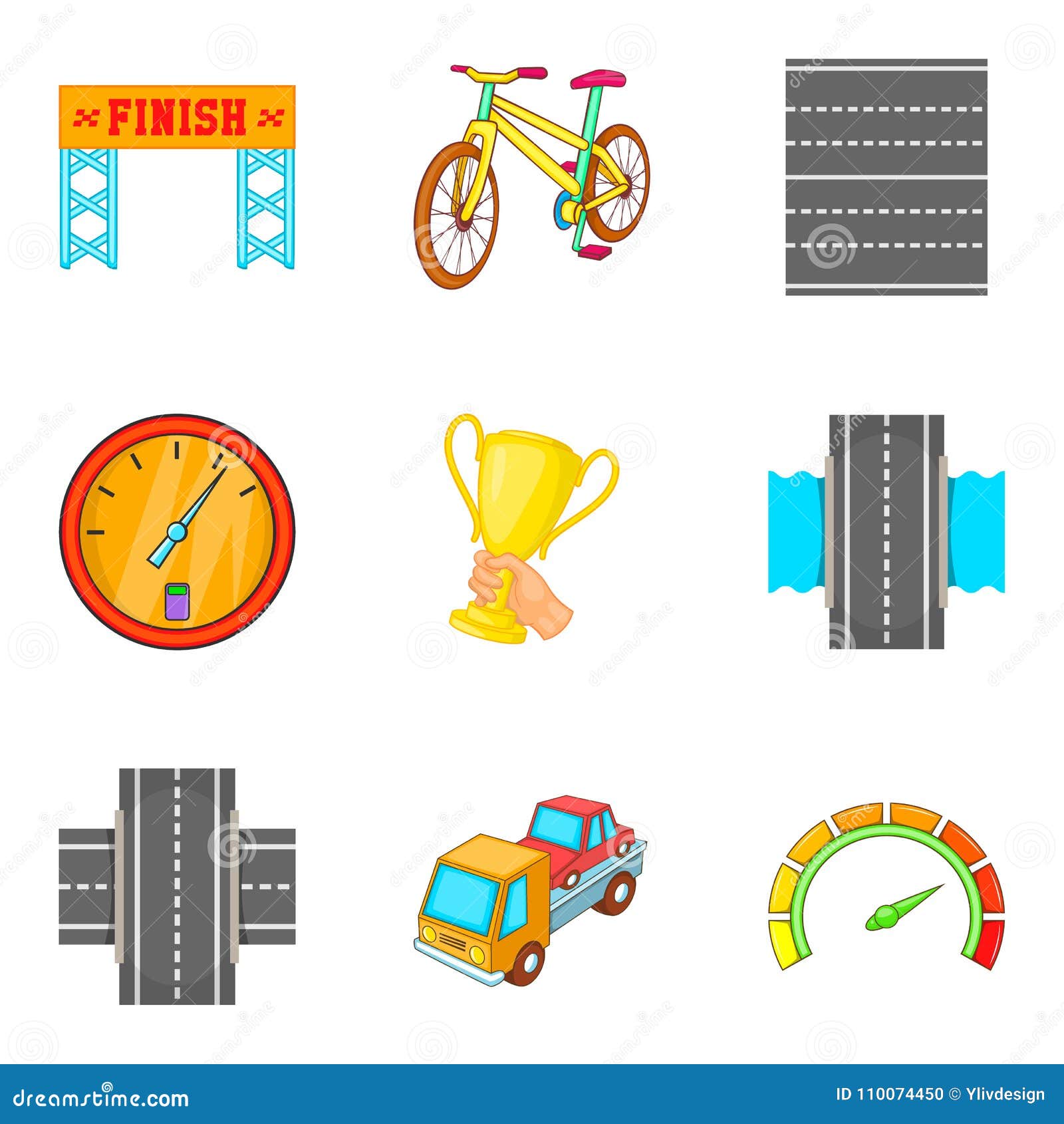 Race Icons Set, Cartoon Style Stock Vector - Illustration of checkered ...