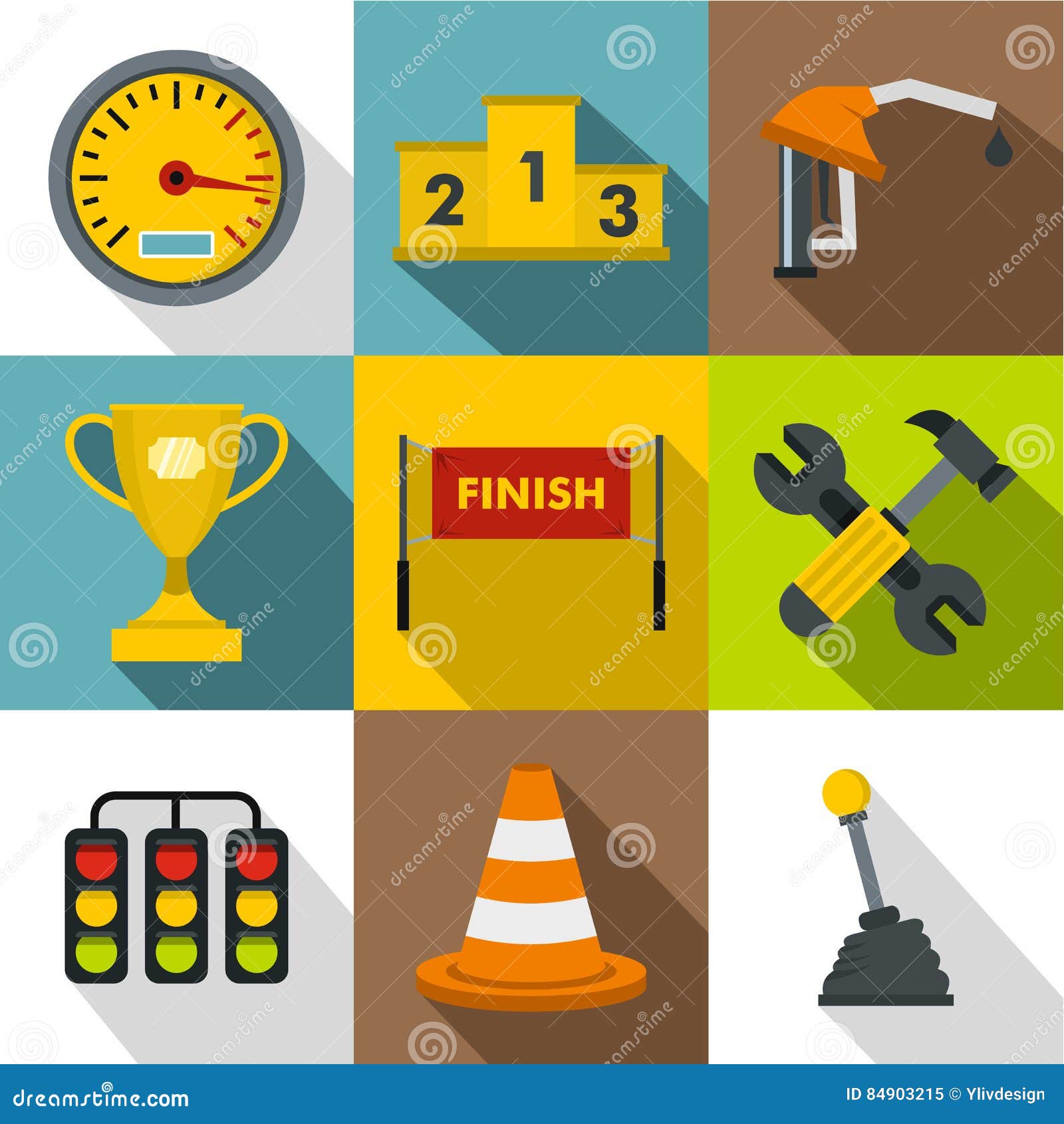 Race icons set, flat style stock vector. Illustration of graphic - 84903215