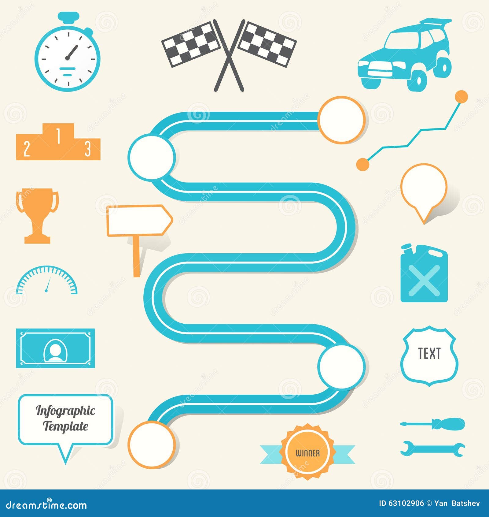 Race Map and Elements. Planning and Strategy Infographics Stock Vector ...