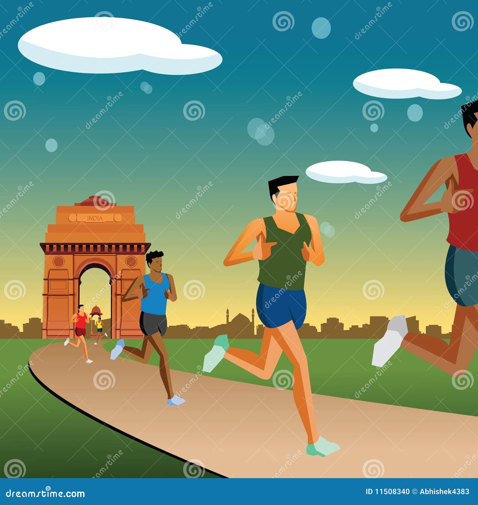 Race in New Delhi, India Gate Background Stock Illustration ...