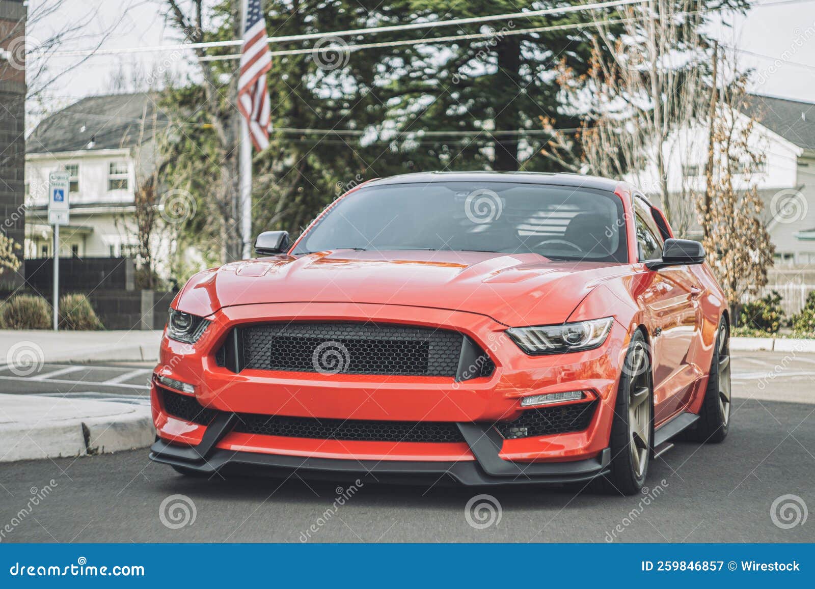 Race red Ford Mustang GT. editorial photography. Image of style - 259846857