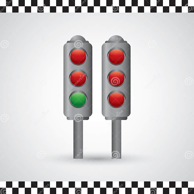 Race Start Lights. Vector Illustration Decorative Design Stock Vector ...