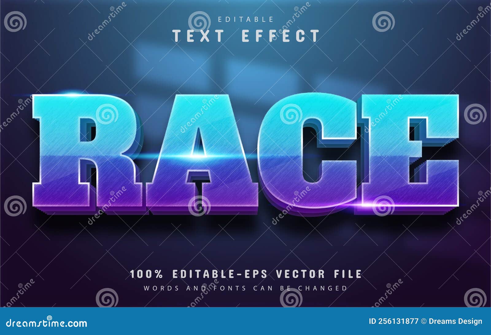 Race Text, Editable 3d Text Effect Stock Vector - Illustration of typo ...