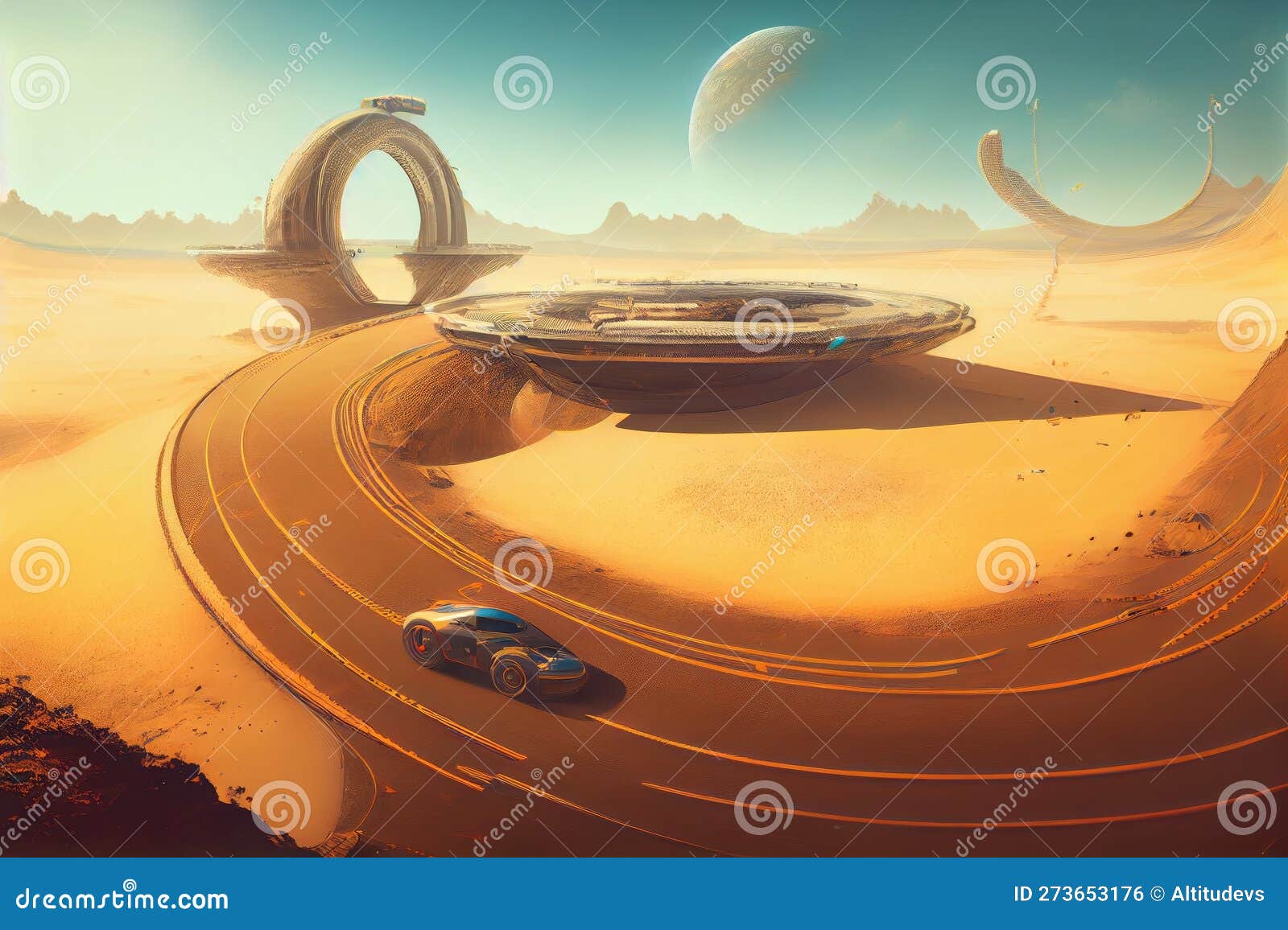 Race Track on Futuristic Planet, with Hover Cars and Dystopian ... Race Track on Futuristic Planet, with Hover Cars and Dystopian ...