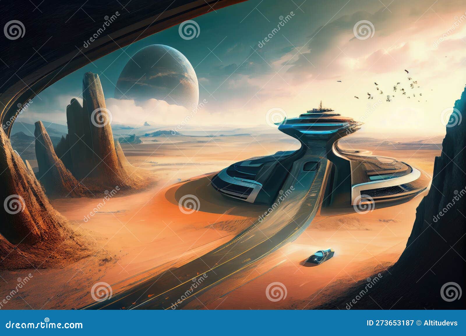 Race Track on Futuristic Planet, with Hover Cars and Dystopian ... Race Track on Futuristic Planet, with Hover Cars and Dystopian ...