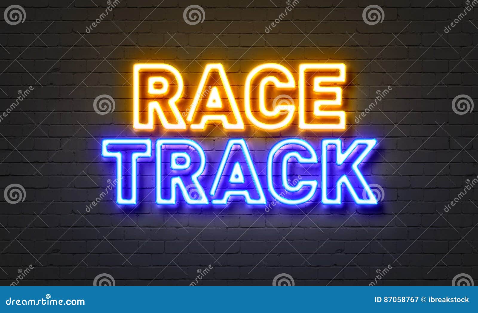 Race Track Neon Sign Brick Wall Background Stock Photos - Free ...
