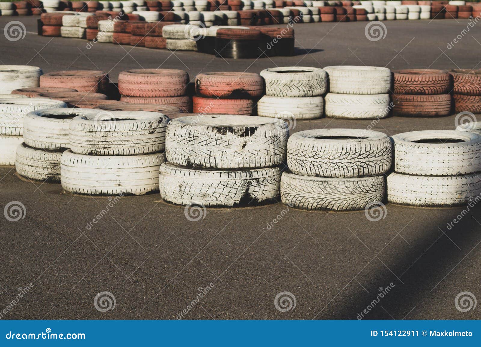 Race Track Safety Barrier. Asphalt Racing Track with Red and White ... Race Track Safety Barrier. Asphalt Racing Track with Red and White ...