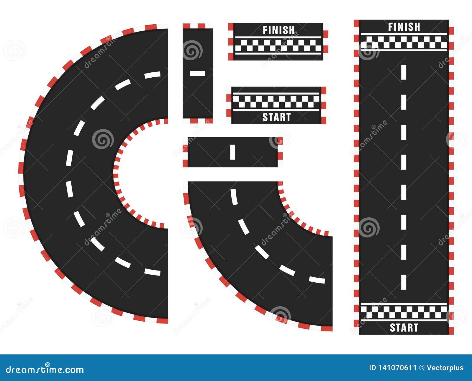Race Track with Start and Finish Line. Top View Stock Illustration ...