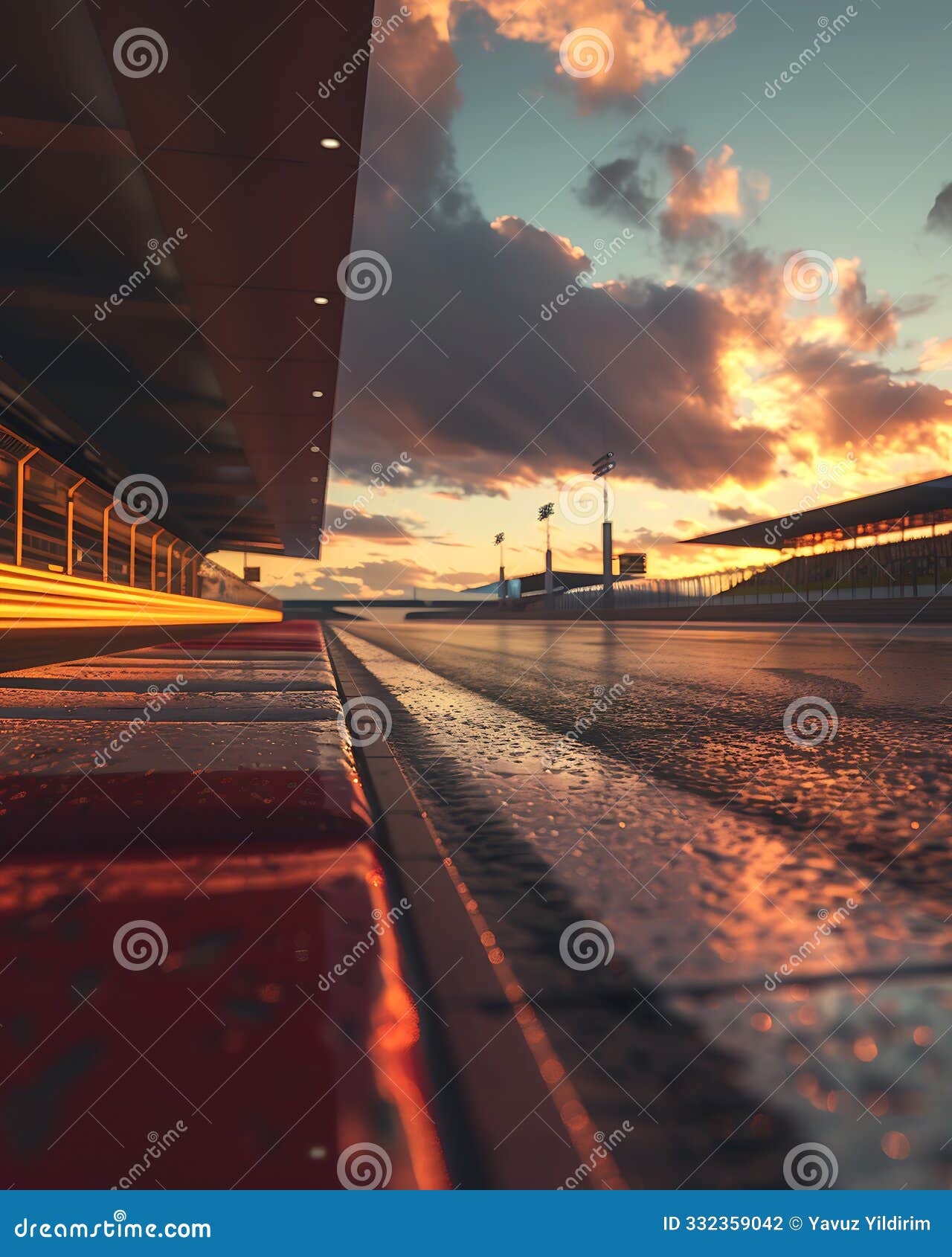 A Race Track Start Grid in the Stadium Stock Illustration ...