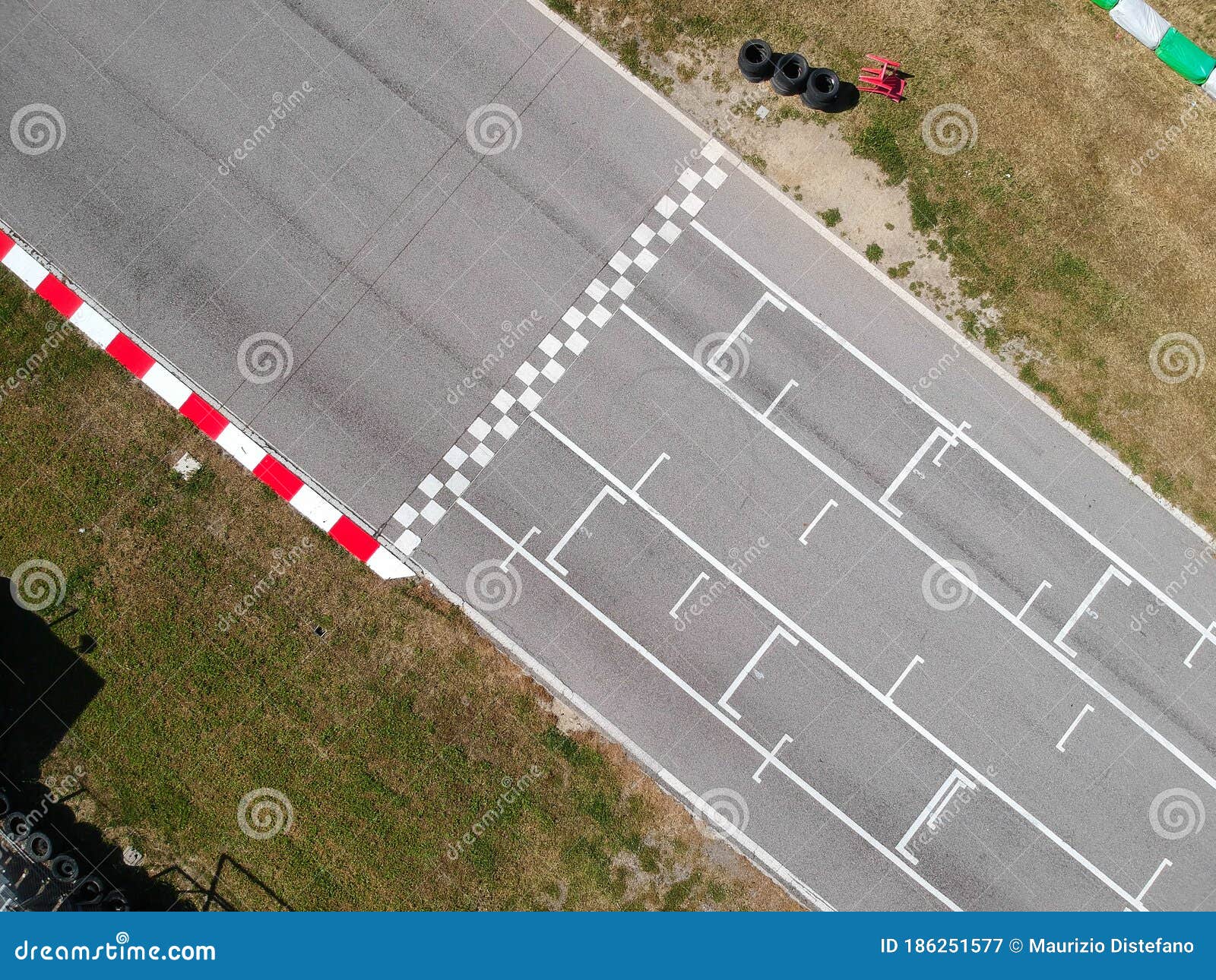 Race Track with Starting or End Line, Aerial View Background Stock ...
