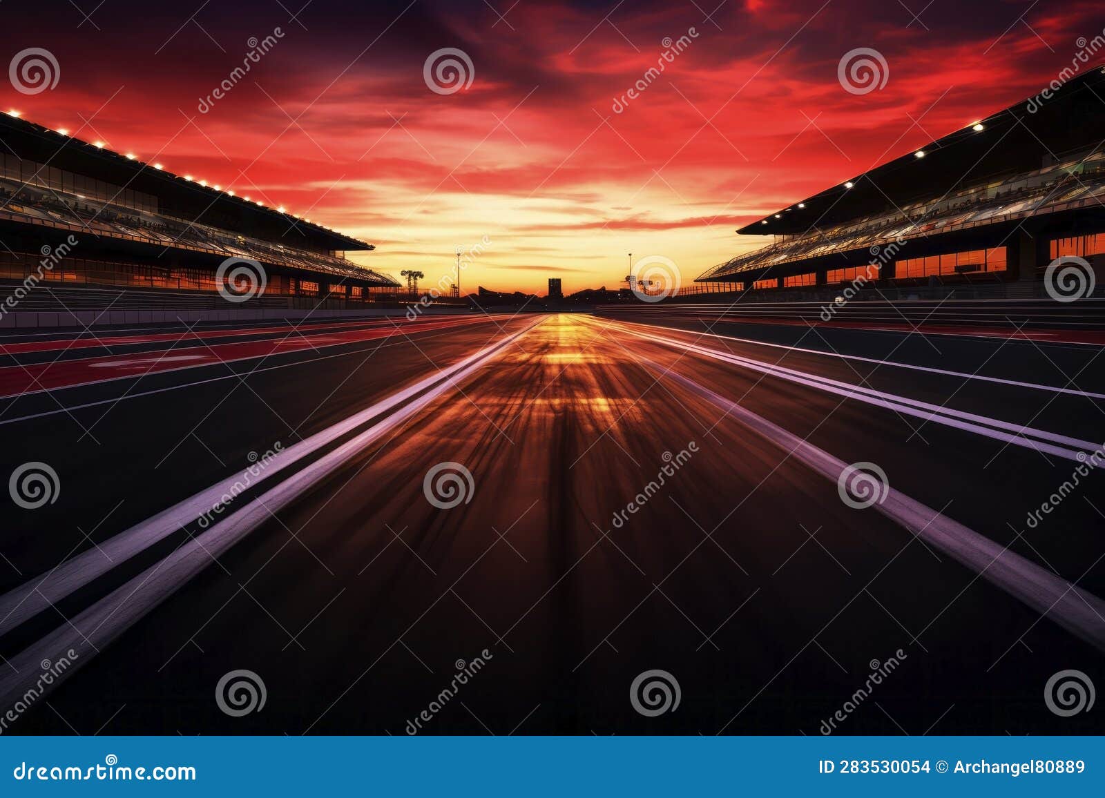 Race Track at Sunset. Generative AI Stock Illustration - Illustration ...