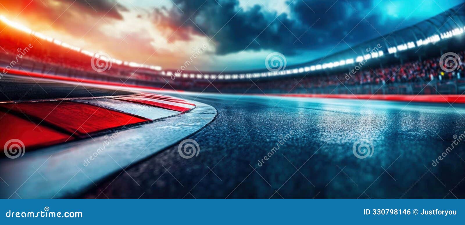 Race Track at Sunset with Motion Blur Stock Illustration - Illustration ...