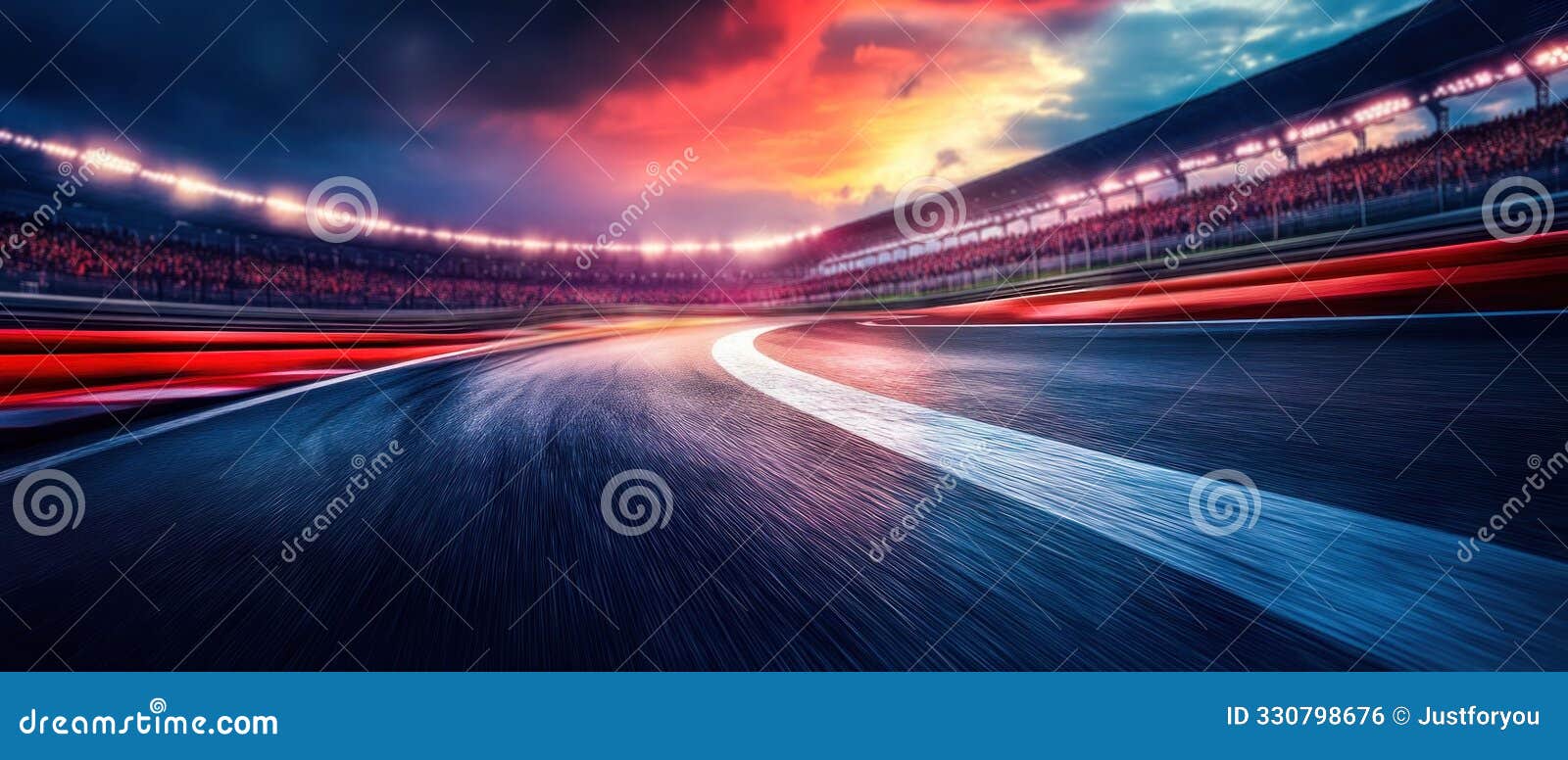 Race Track at Sunset with Motion Blur Stock Illustration - Illustration ...
