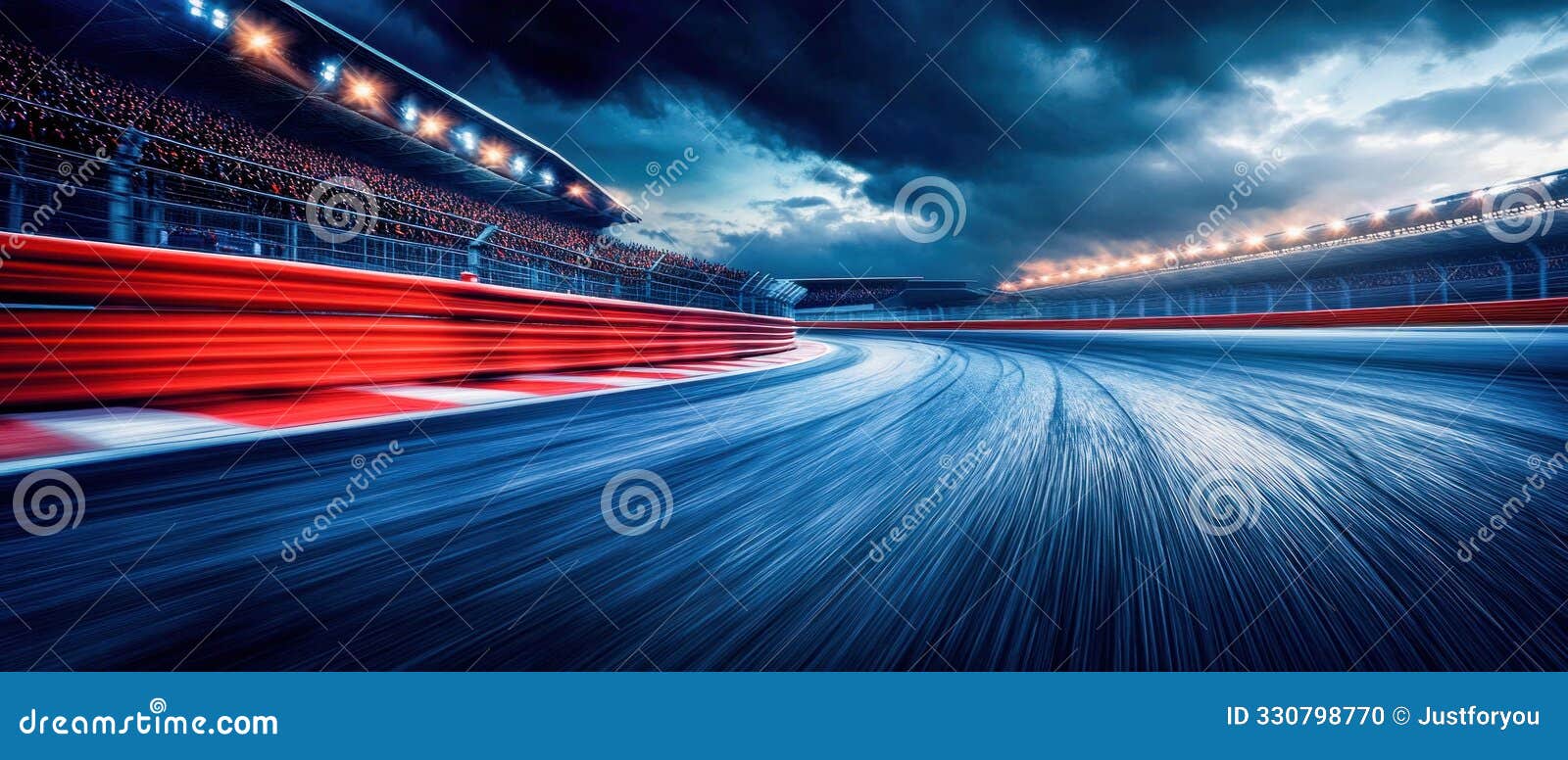 Race Track at Sunset with Motion Blur Stock Illustration - Illustration ...