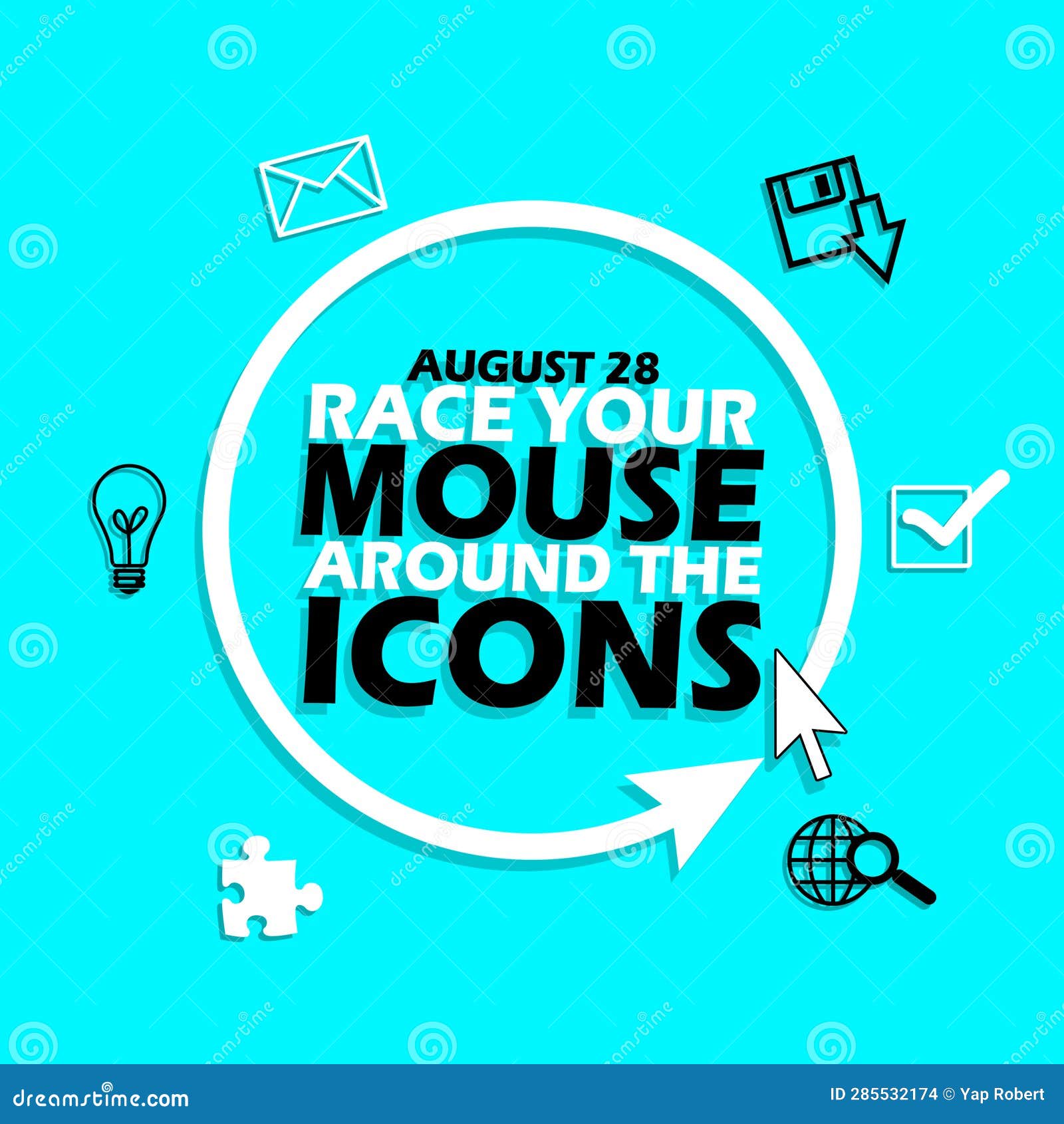 Race Your Mouse Around the Icons Day on August 28 Stock Illustration ...