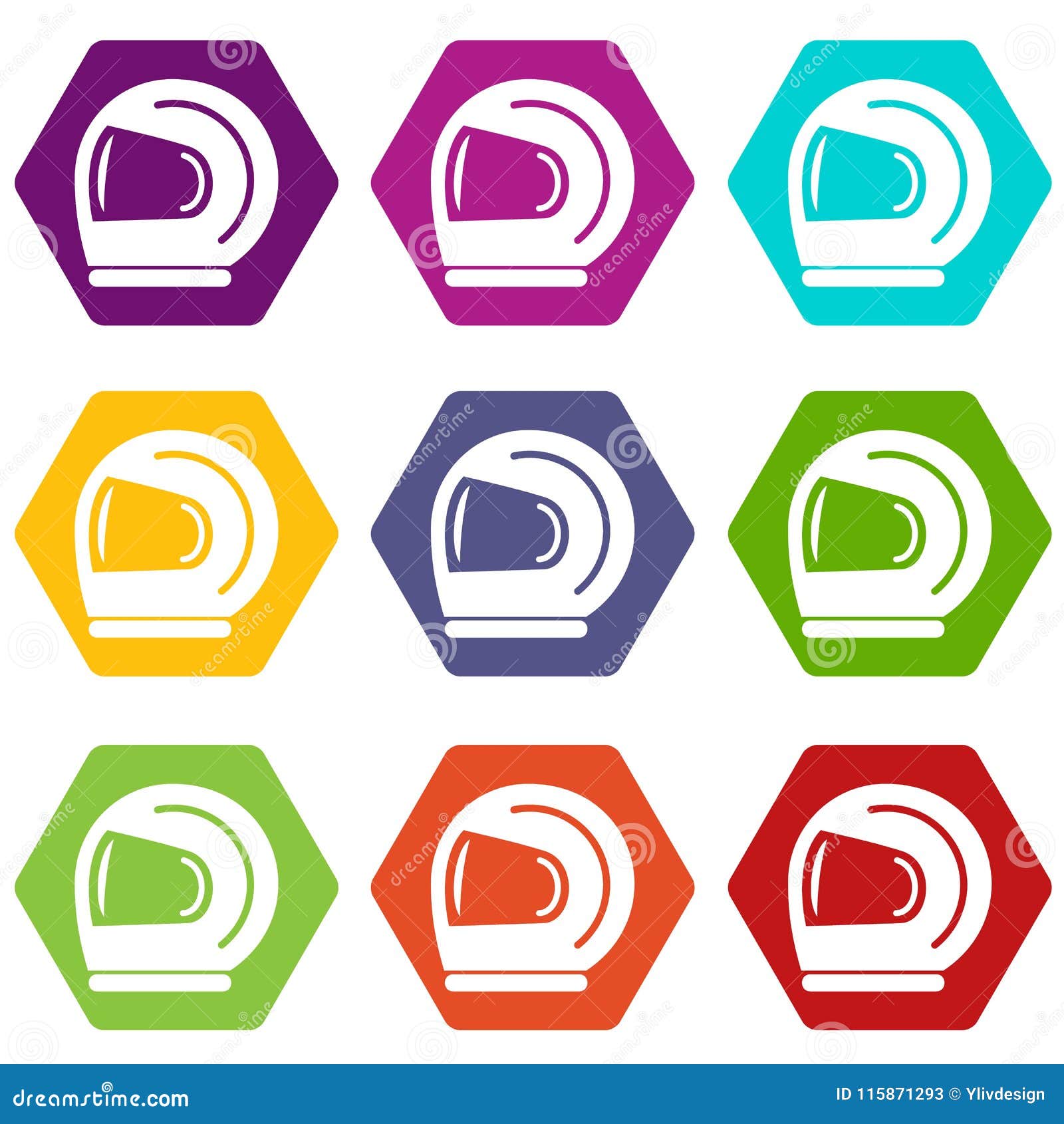 Racer Helmet Icons Set 9 Vector Stock Vector - Illustration of human ...