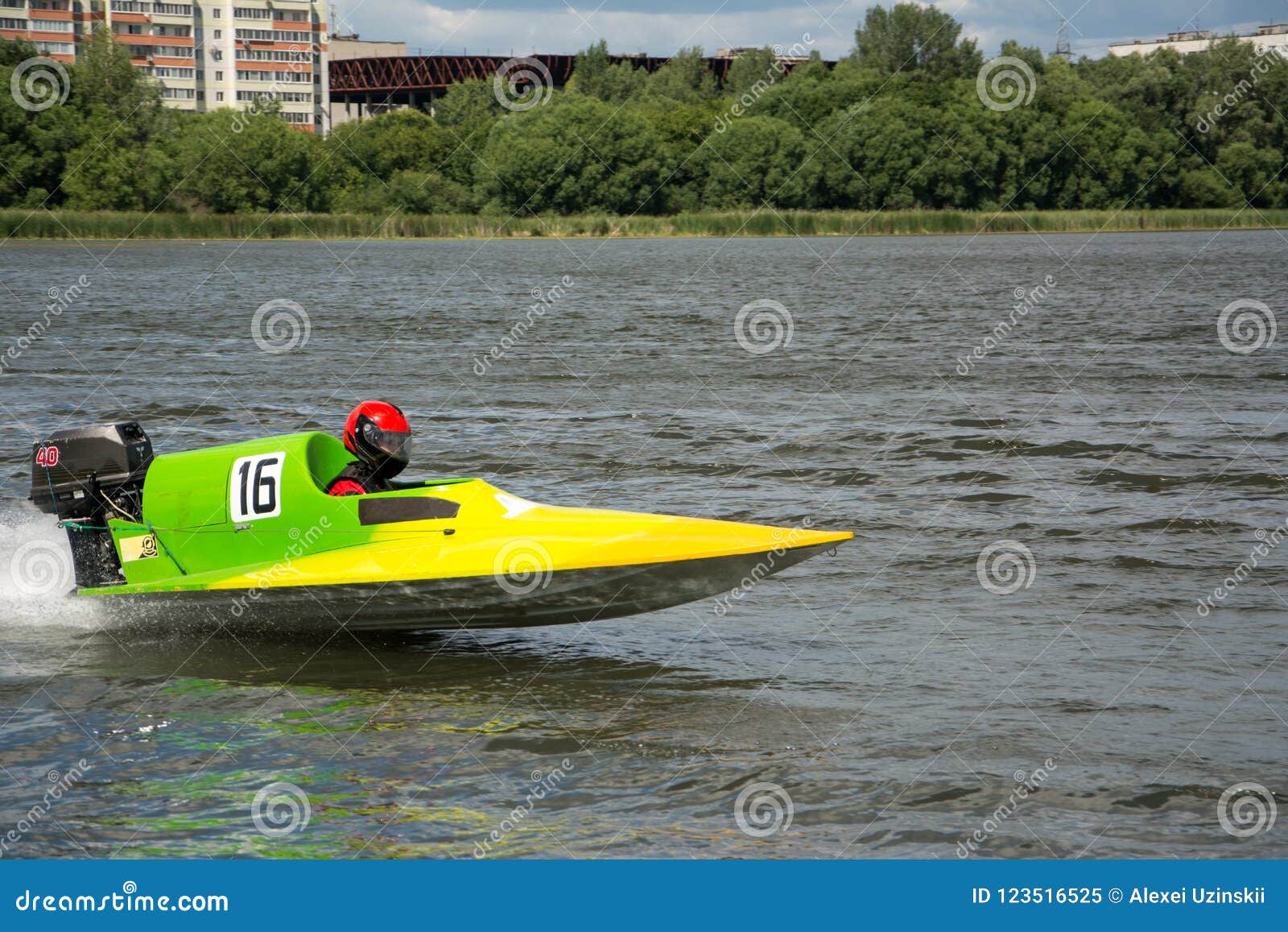 Racer in Speed Boat Go Fast Along the River Editorial Image - Image of ...