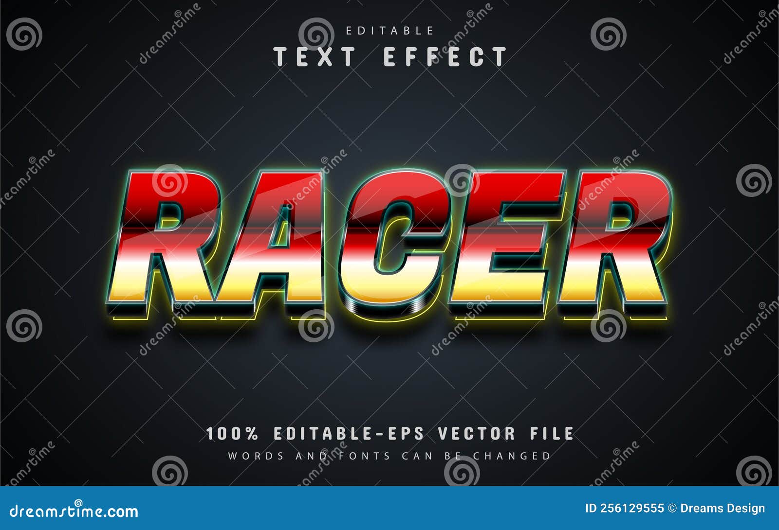 Racer Text, 3d Editable Text Effect Stock Vector - Illustration of race ...