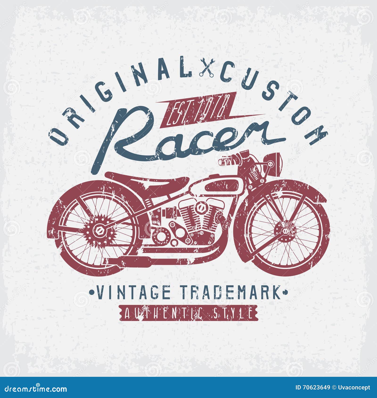 Racer Vintage Vector Grunge Motorcycle and Wrenches Stock Vector ...