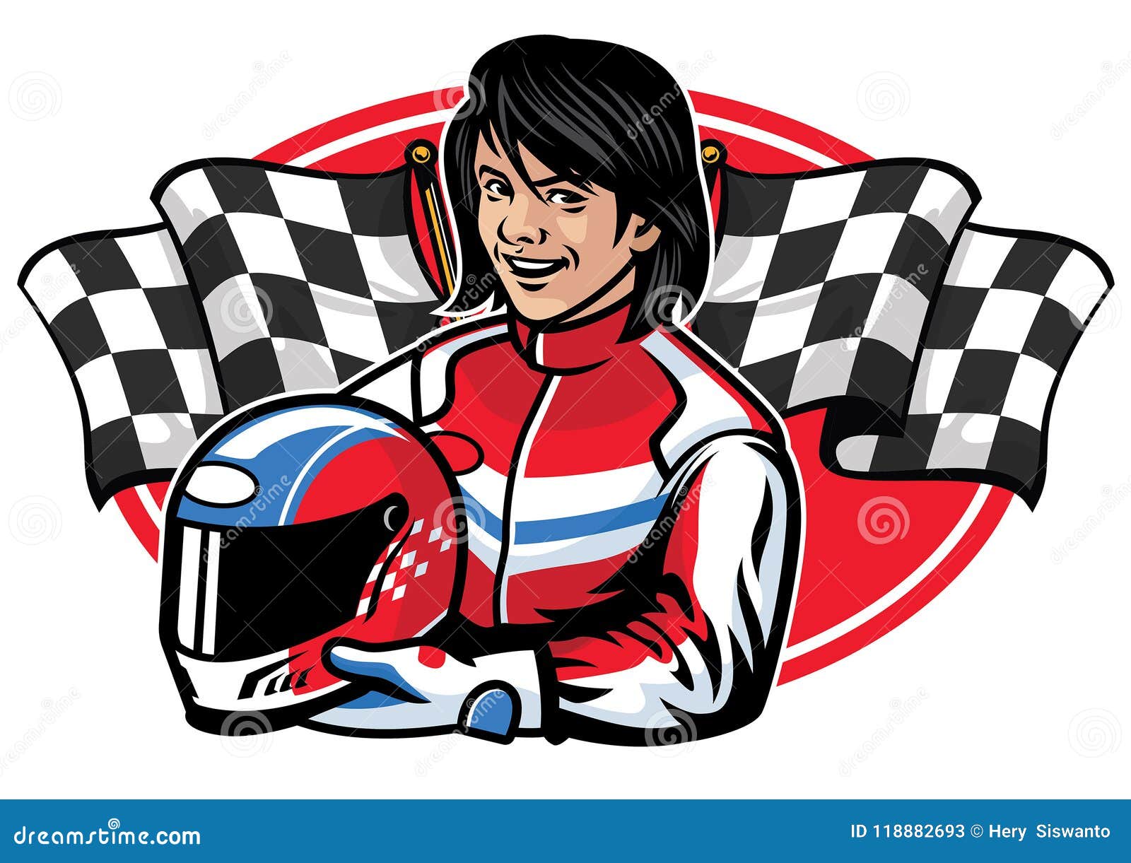 Racer woman design stock vector. Illustration of finish - 118882693