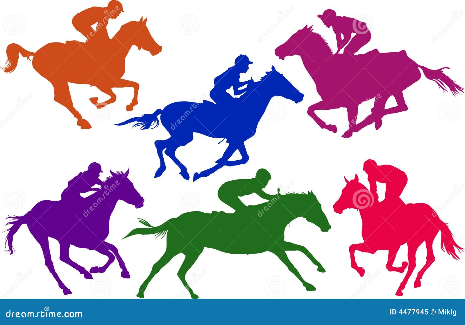 Horse Race Cartoon Illustration With Characters People Doing ...